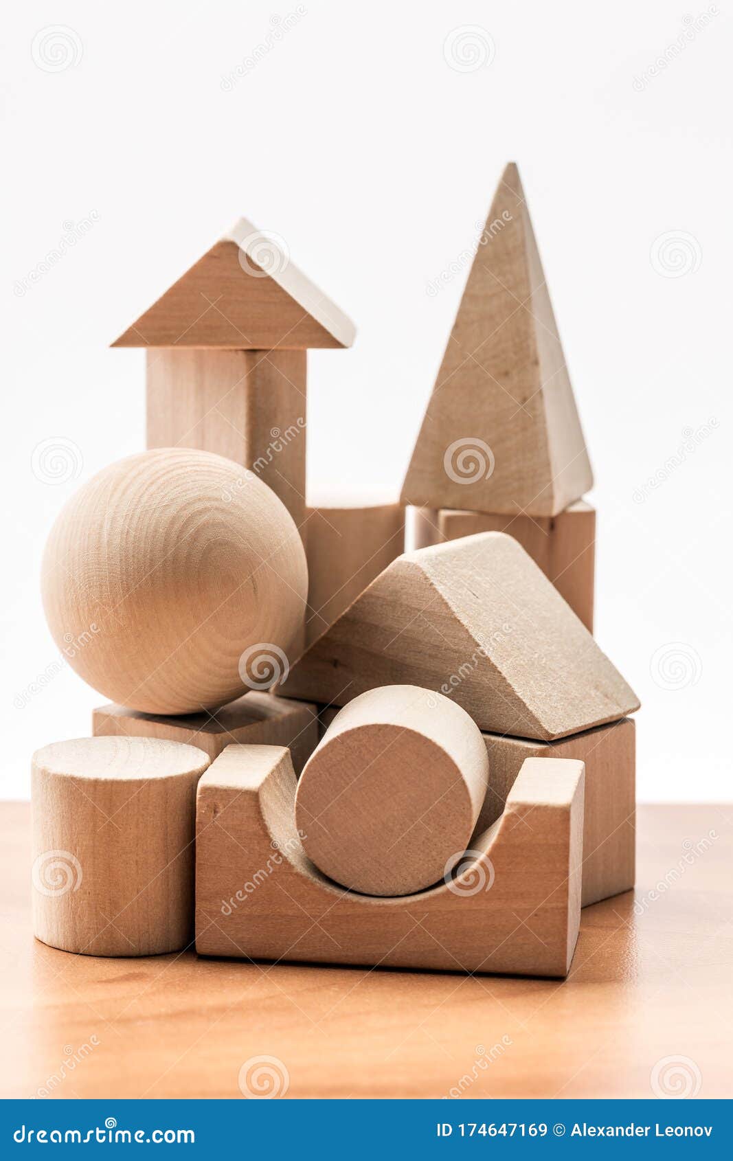 Wooden geometric shapes stock image. Image of design - 174647169