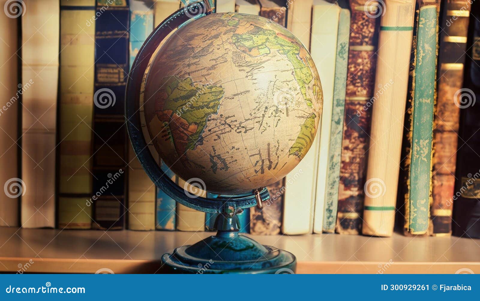 Wooden Globe in Library Suitable As Background Stock Illustration ...