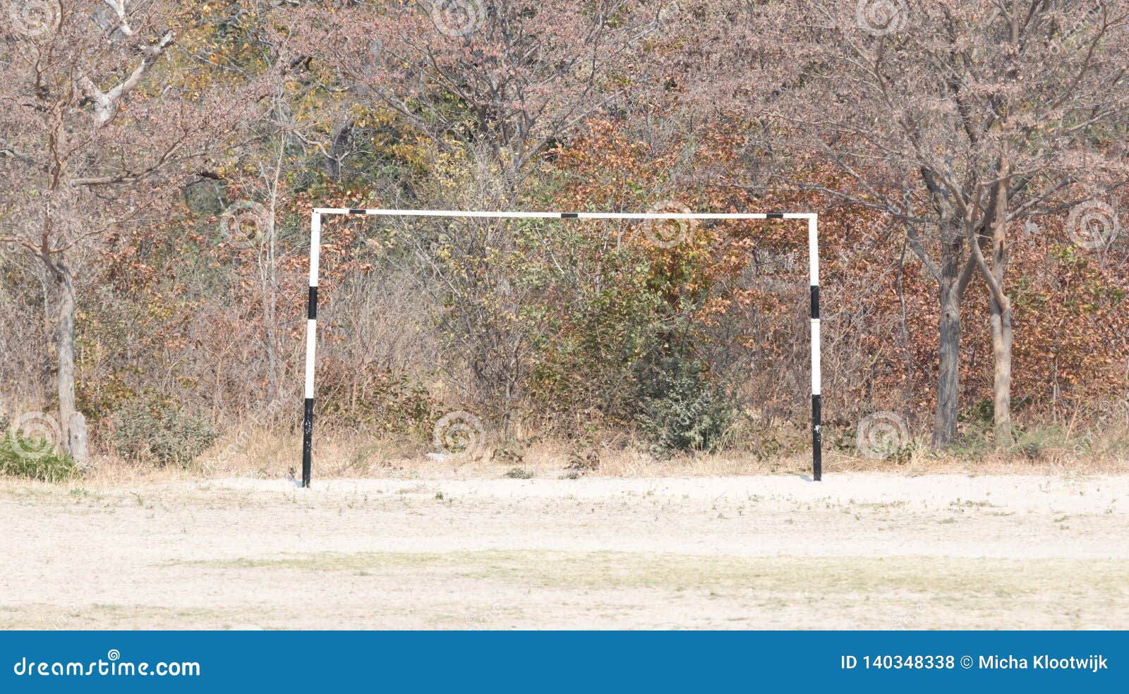 Wooden Goal Posts on Empty Soccer Field Stock Photo - Image of wood ...