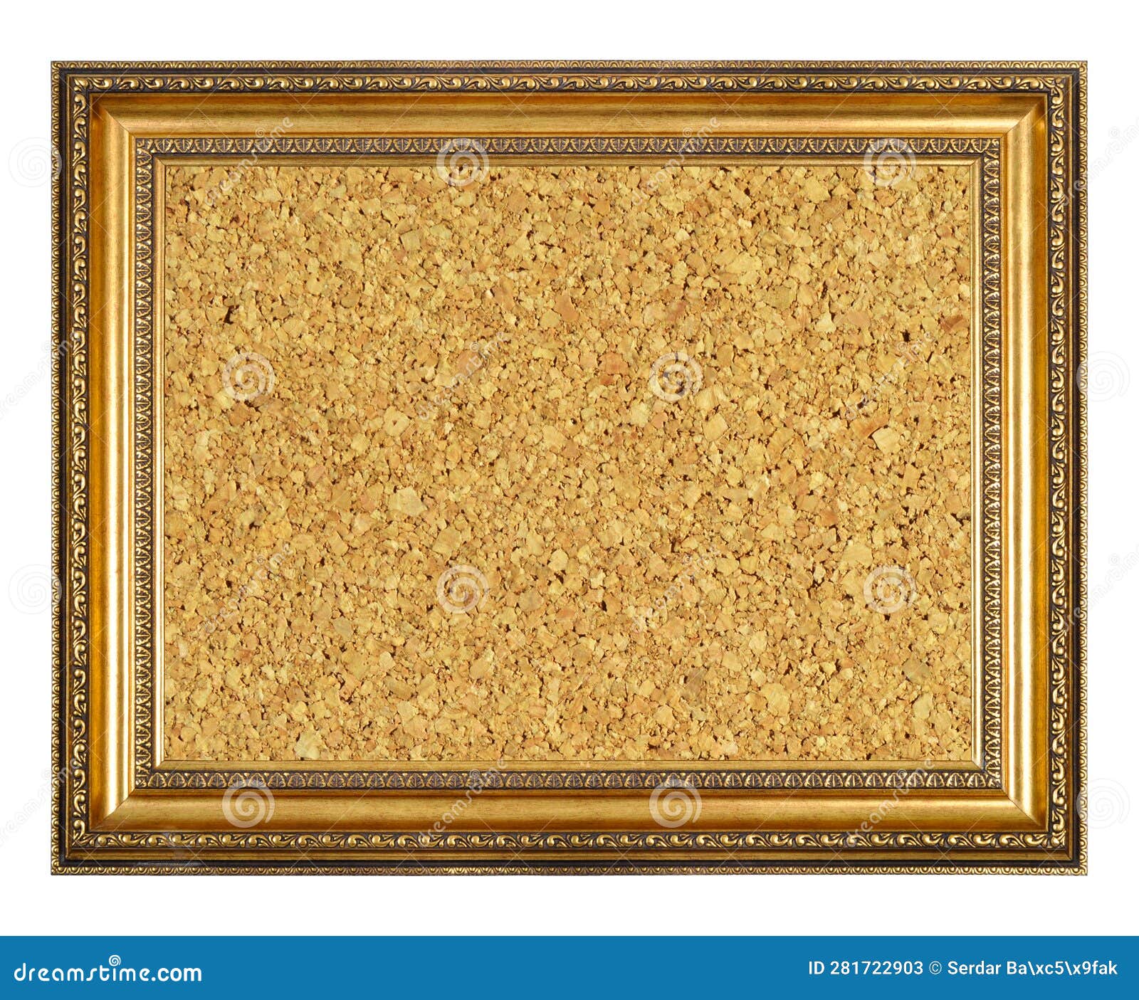 Wooden and Gold Gilded Ornamental Frame with Rectangular Cork Board ...
