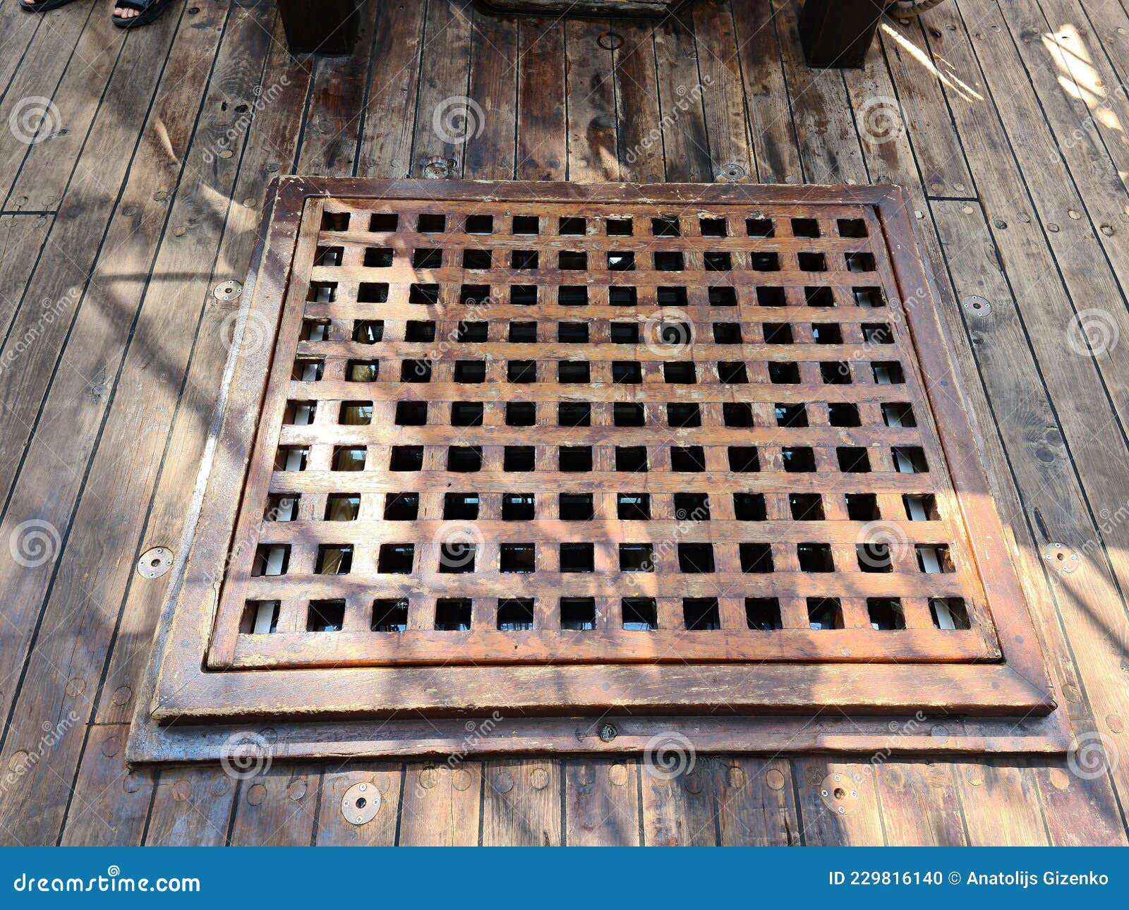 Wooden Grate Skylight on the Deck of an Old Sailing Ship Stock Photo ...
