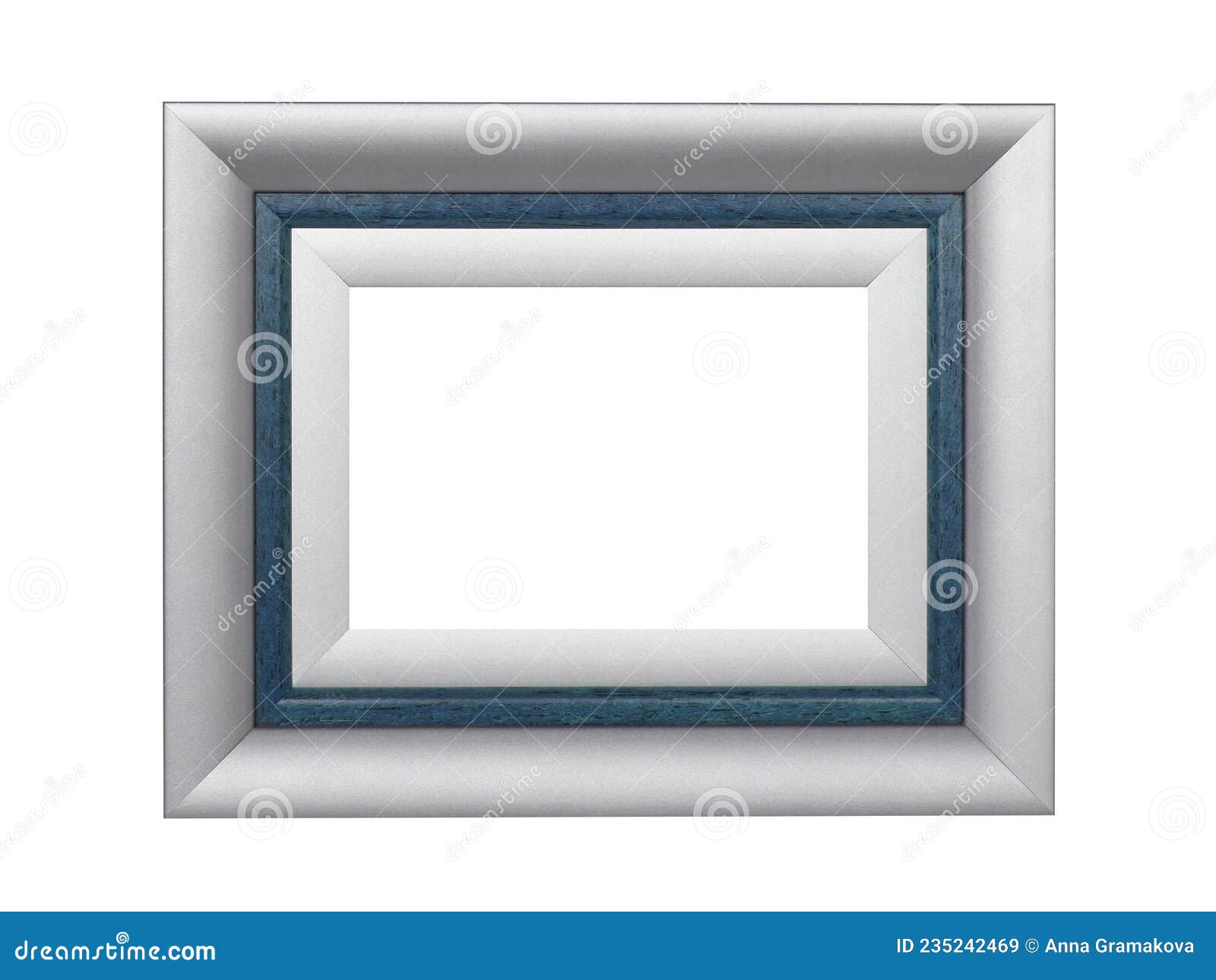 Wooden Gray Blue Frame for Paintings. Isolated on White Stock Image ...