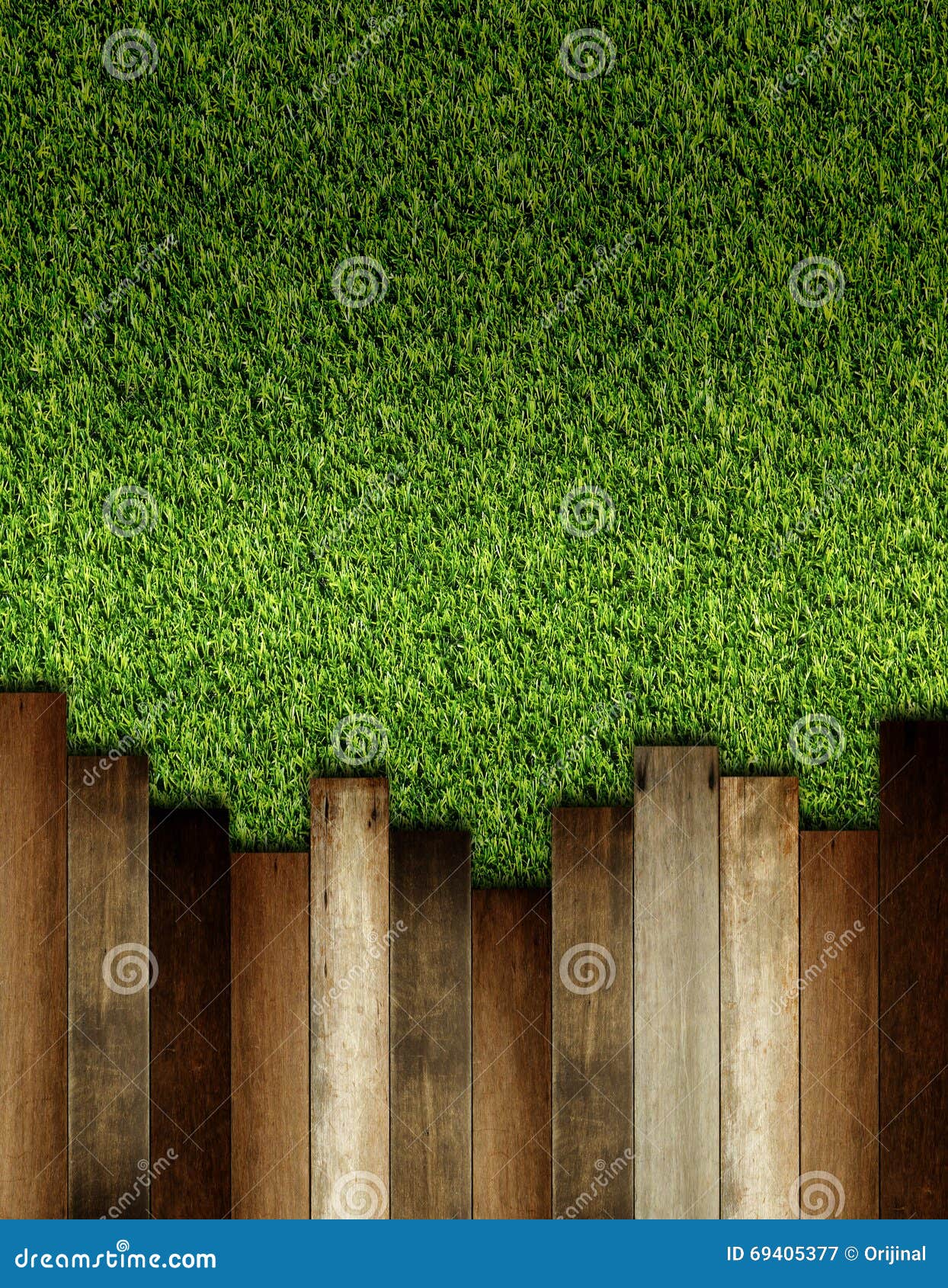 Wooden on Green Artificial Turf Pattern Stock Image - Image of grunge ...