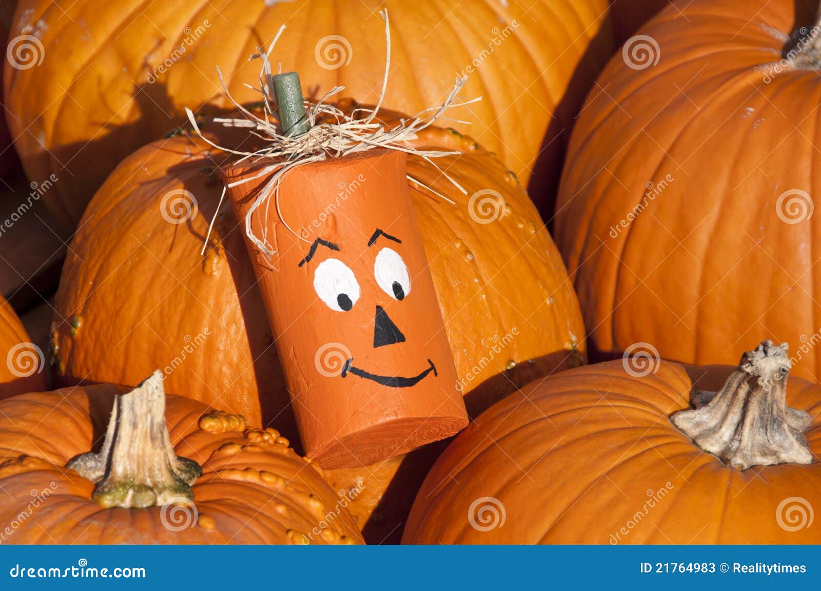 Wooden Halloween Pumpkin Head Stock Image - Image of decorated, lantern ...