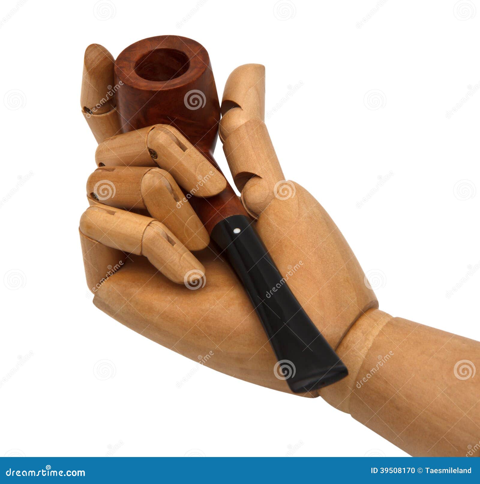 Wooden hand holding pipe stock photo. Image of cancer - 39508170