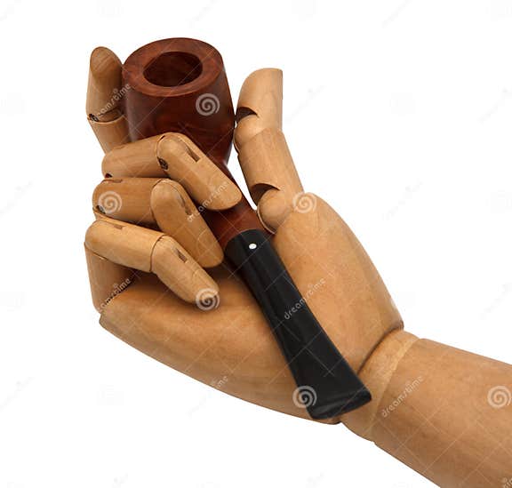 Wooden hand holding pipe stock photo. Image of cancer - 39508170