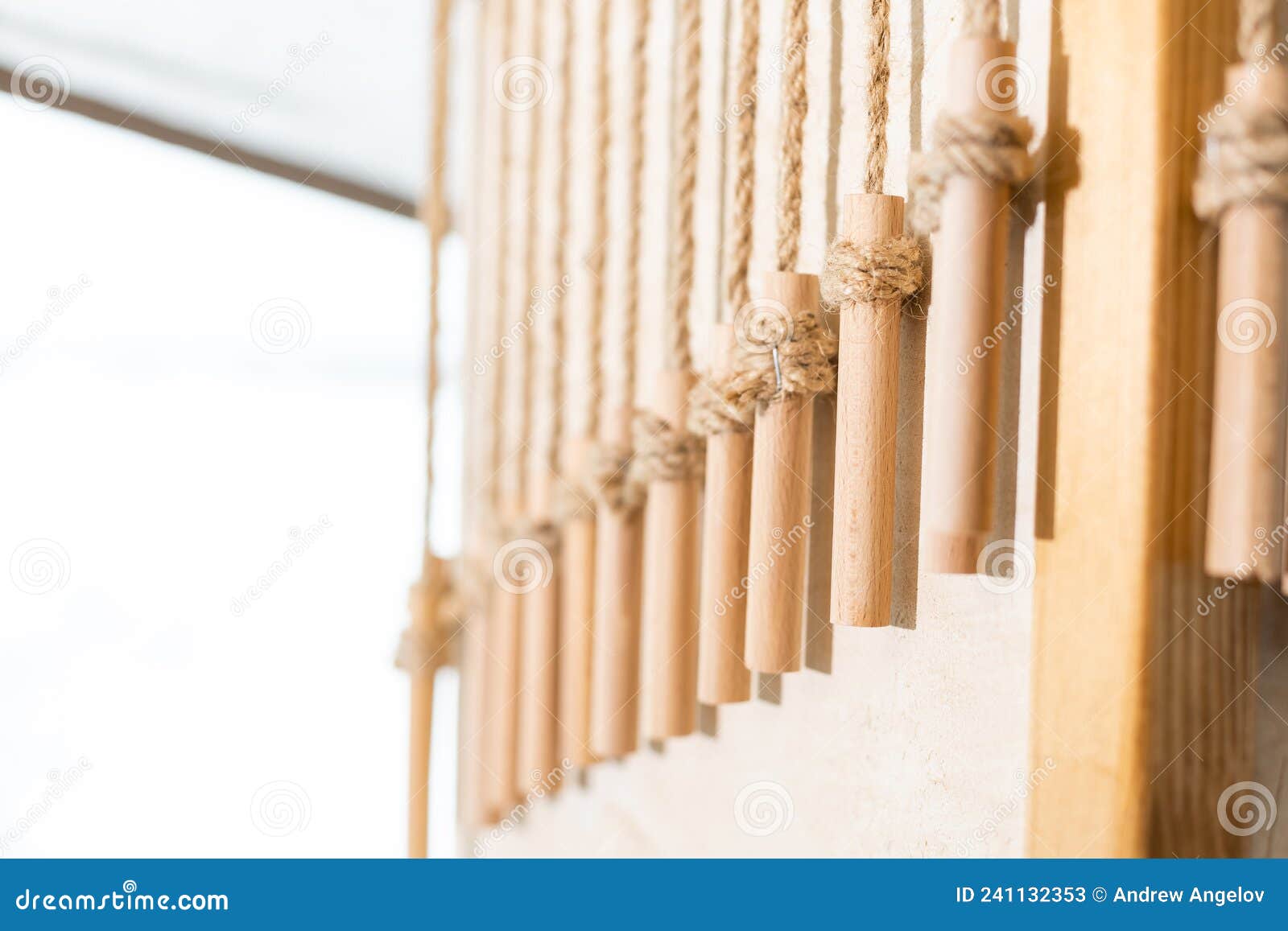 Wooden Handles Hang on a Rope, Decor Stock Image - Image of daytime ...