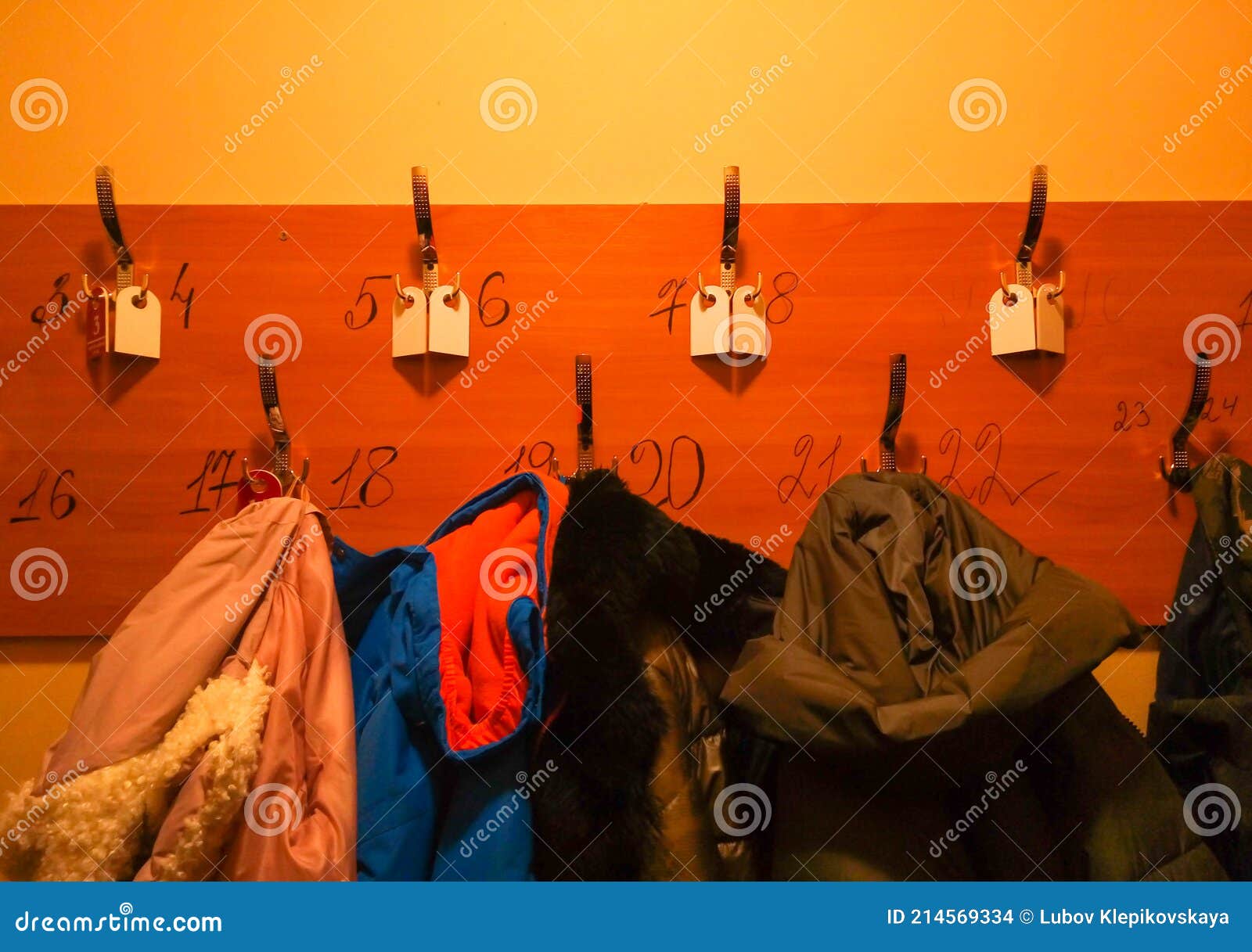 Wooden Hanger with Hooks and Numbers for Clothes Stock Photo - Image of ...