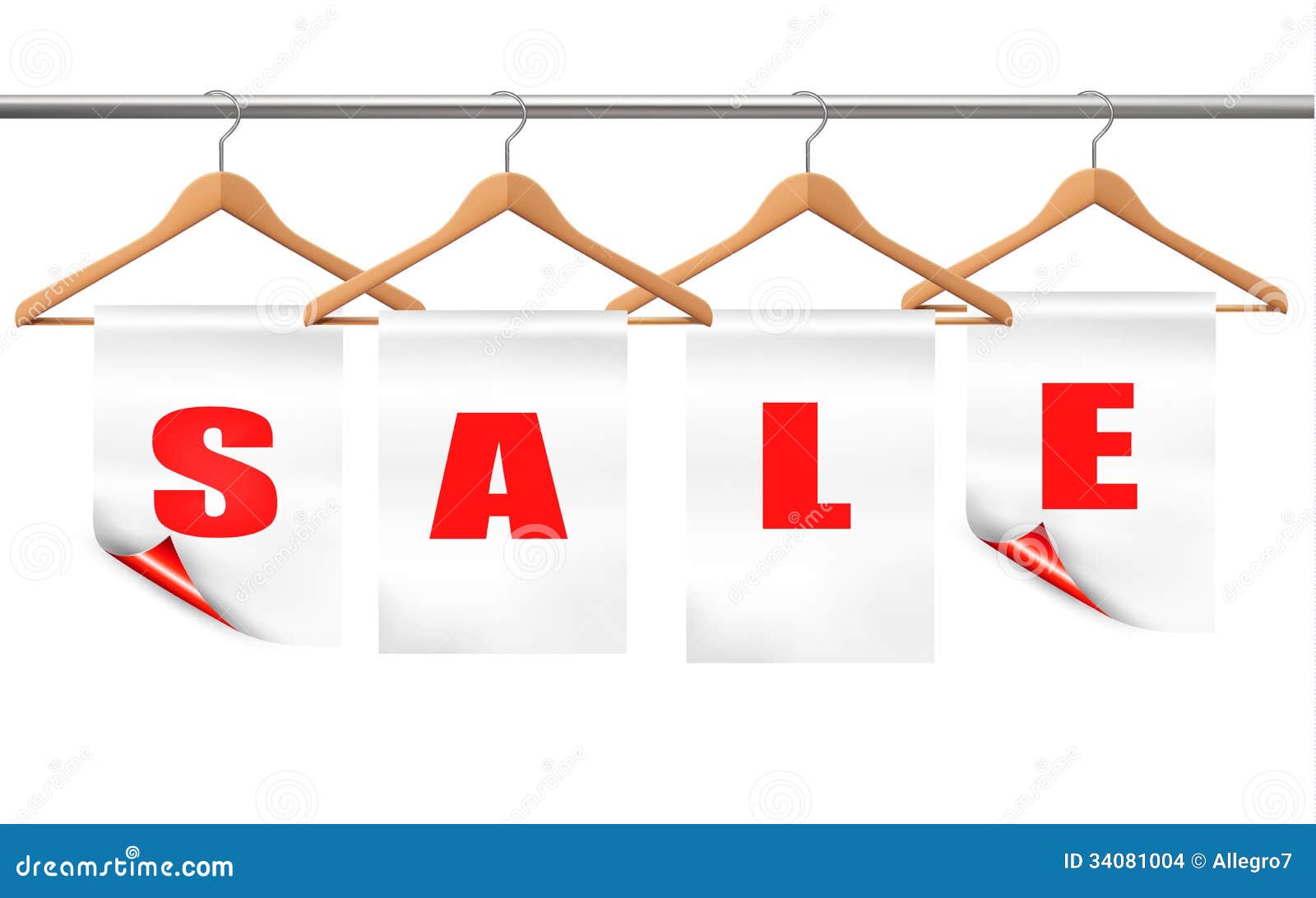 Wooden Hangers with Sale Tags. Stock Vector - Illustration of boutique ...