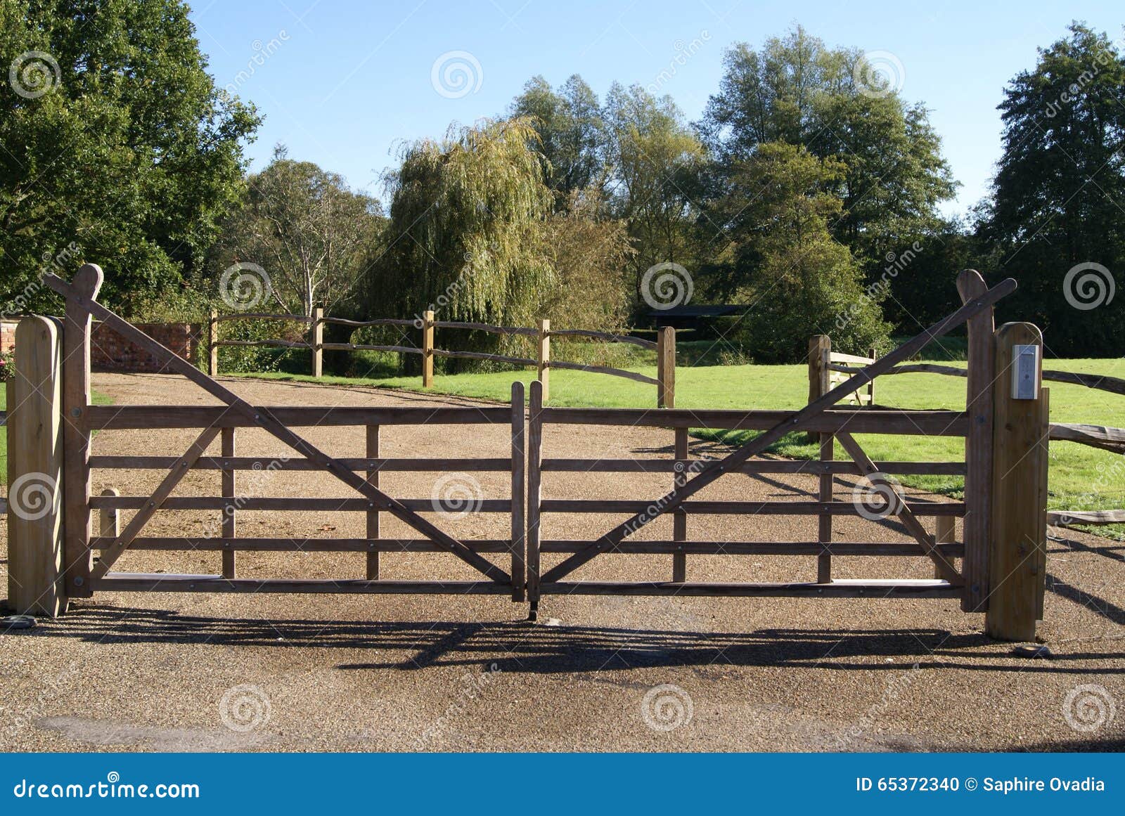 Wooden Hard Wood Swing Field Gate with Secure Entry Intercom System ...