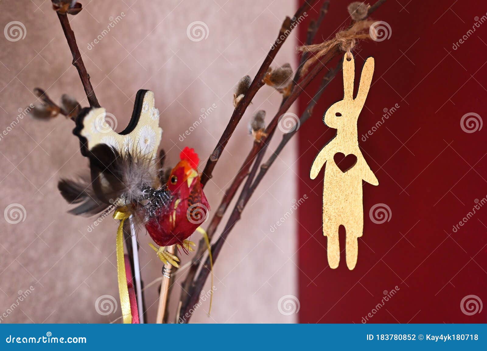 Wooden Hare Hanging on a Branch Stock Photo - Image of celebrate ...