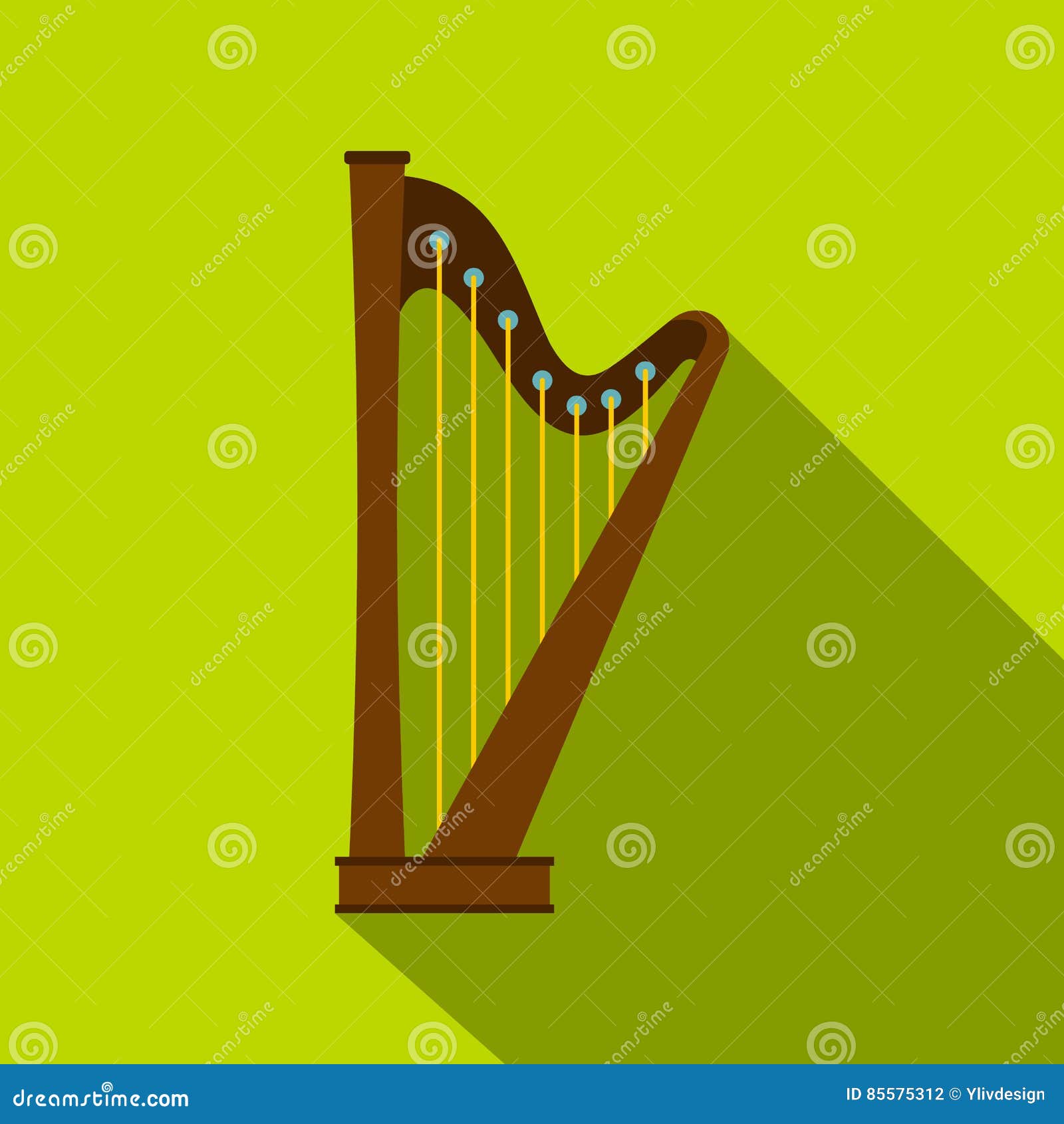 Wooden Harp Icon, Flat Style Stock Vector - Illustration of celtic ...