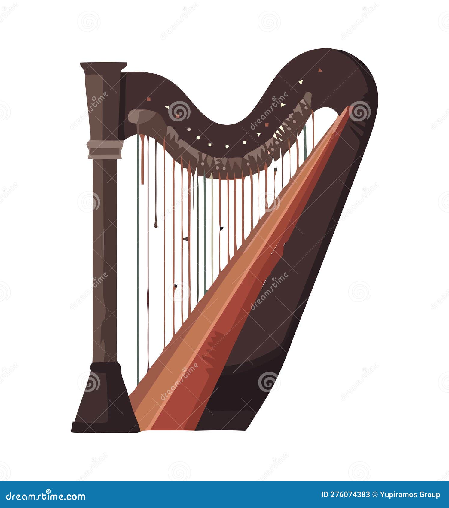Wooden Harp Musical Instrument String Stock Vector - Illustration of ...
