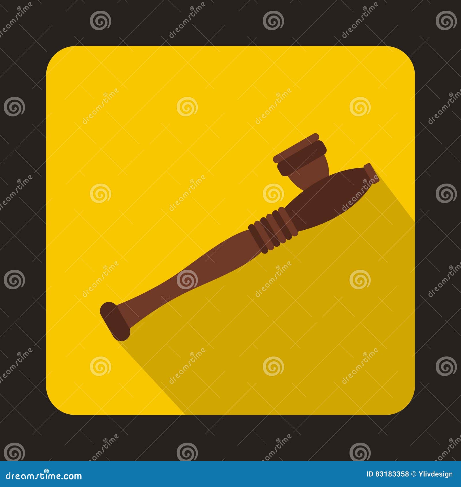 Wooden Hashish Pipe Icon, Flat Style Stock Vector - Illustration of ...