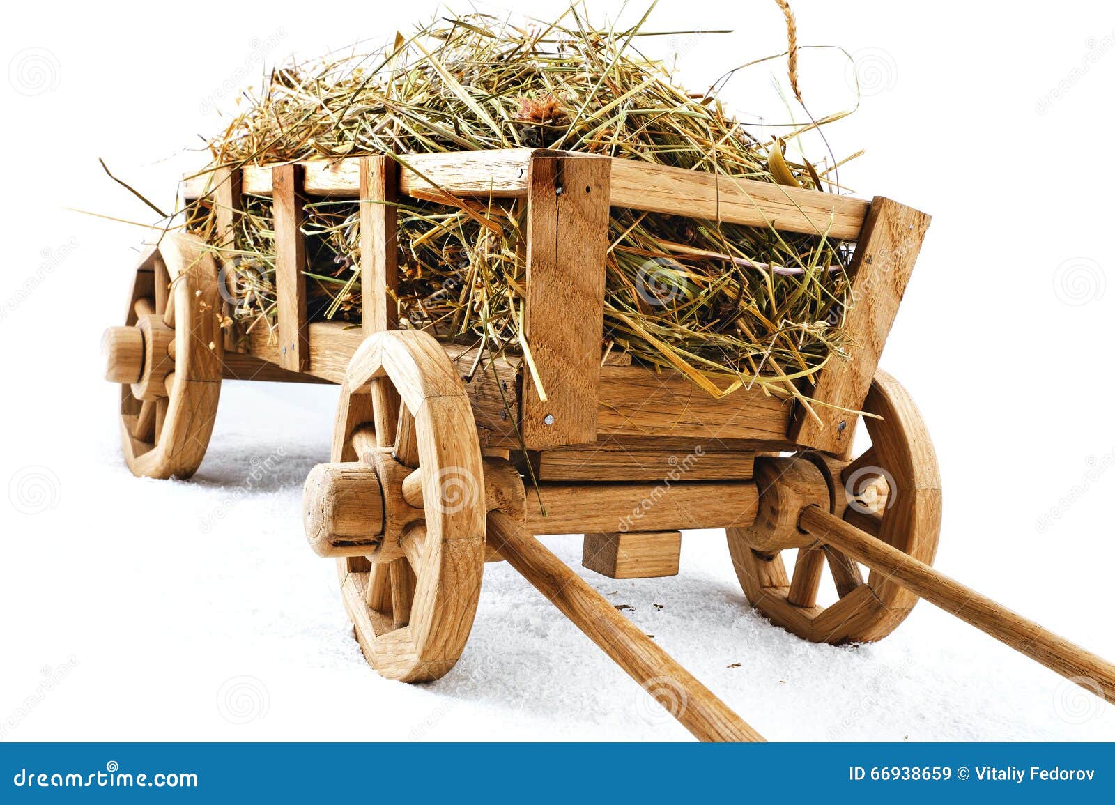 Wooden Hay Cart on a White Background Stock Image - Image of metal ...