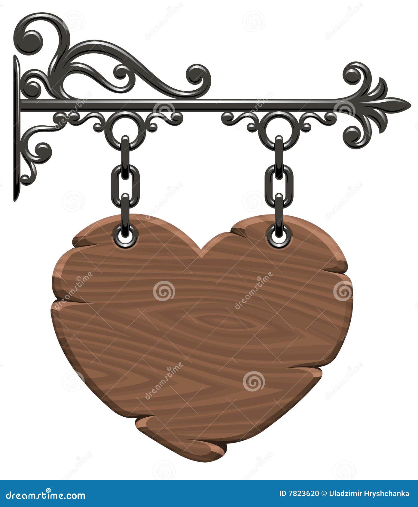 Wooden Heart Shape Decor Watercolor Image. Hand Drawn Single Wood ...