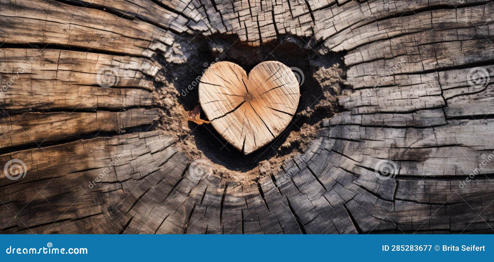 A Wooden Heart Sawn from a Tree. Generative AI Stock Illustration ...