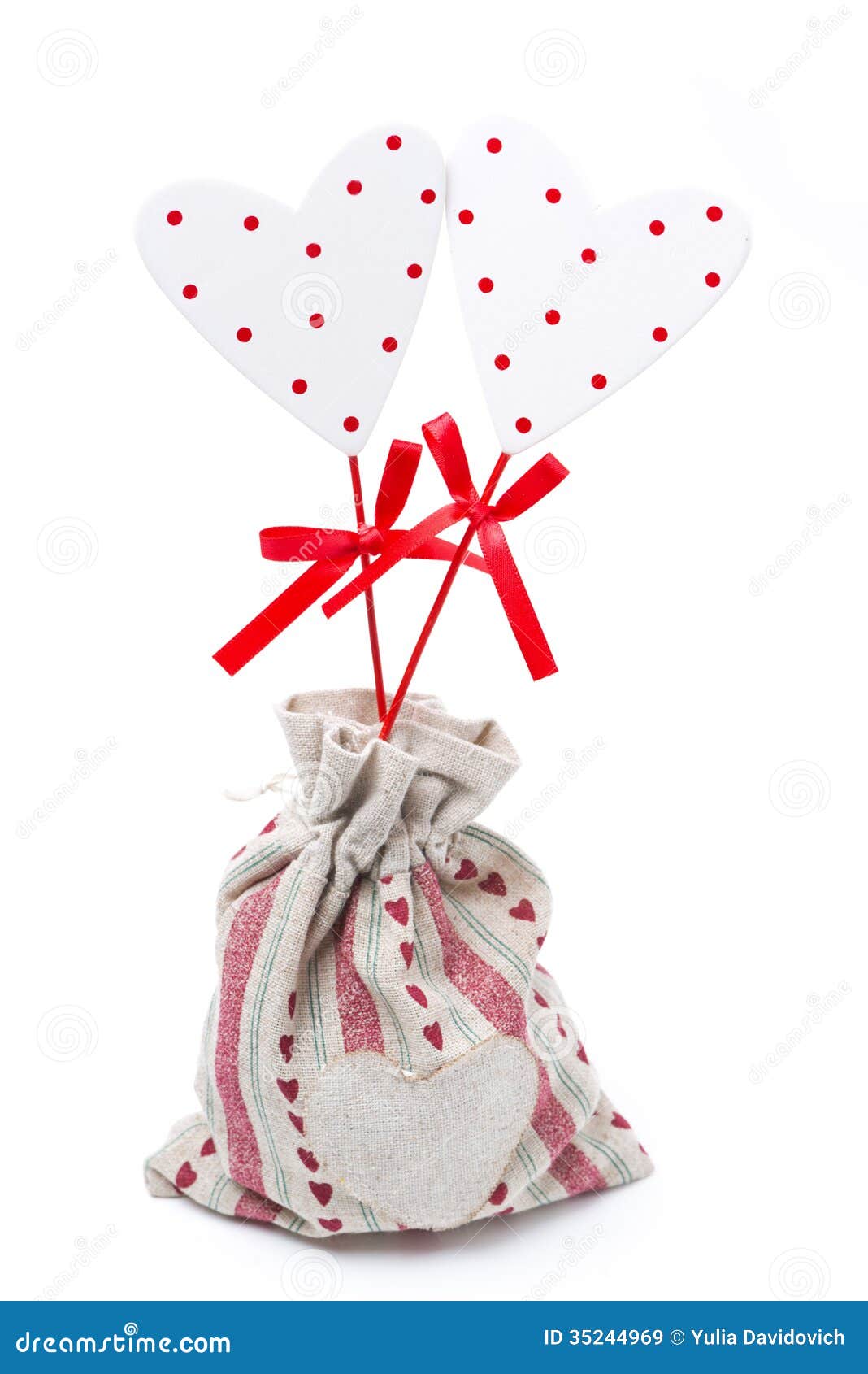 Wooden Heart on a Stick in the Sack, Stock Image - Image of holiday ...