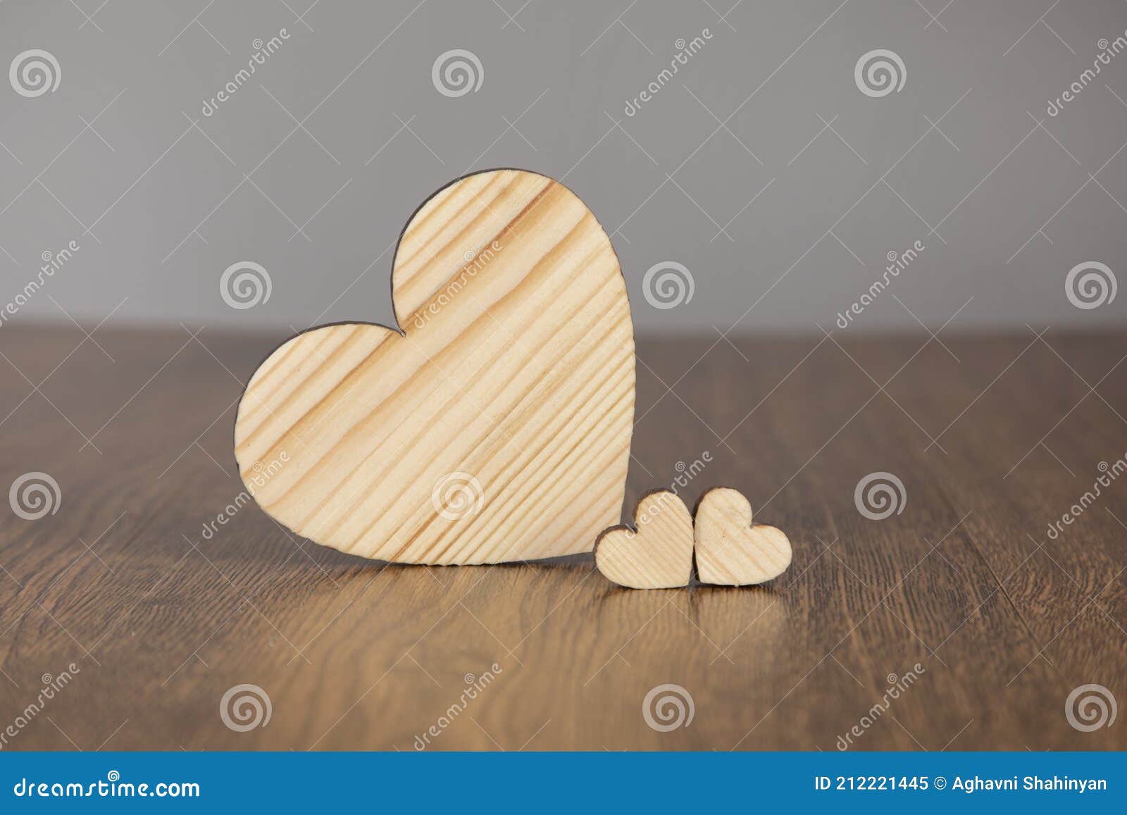 Wooden heart on the table stock image. Image of valentines - 212221445