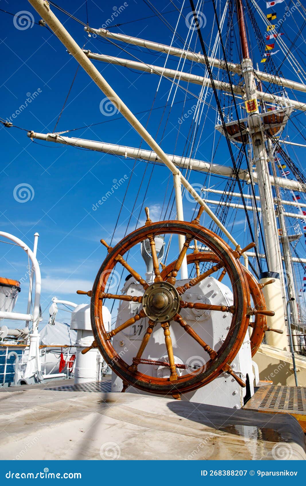 The Wooden Helm of a Sailing Ship. Stock Image - Image of yacht ...