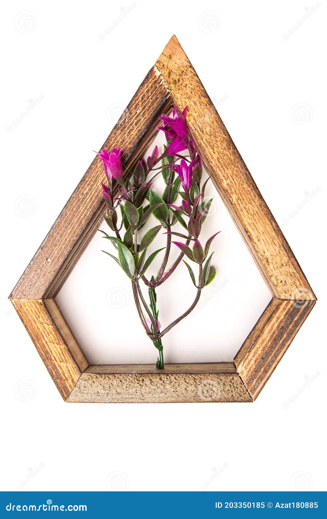 Wooden Hexagonal Wall Decorative Frame with an Artificial Flower in the ...