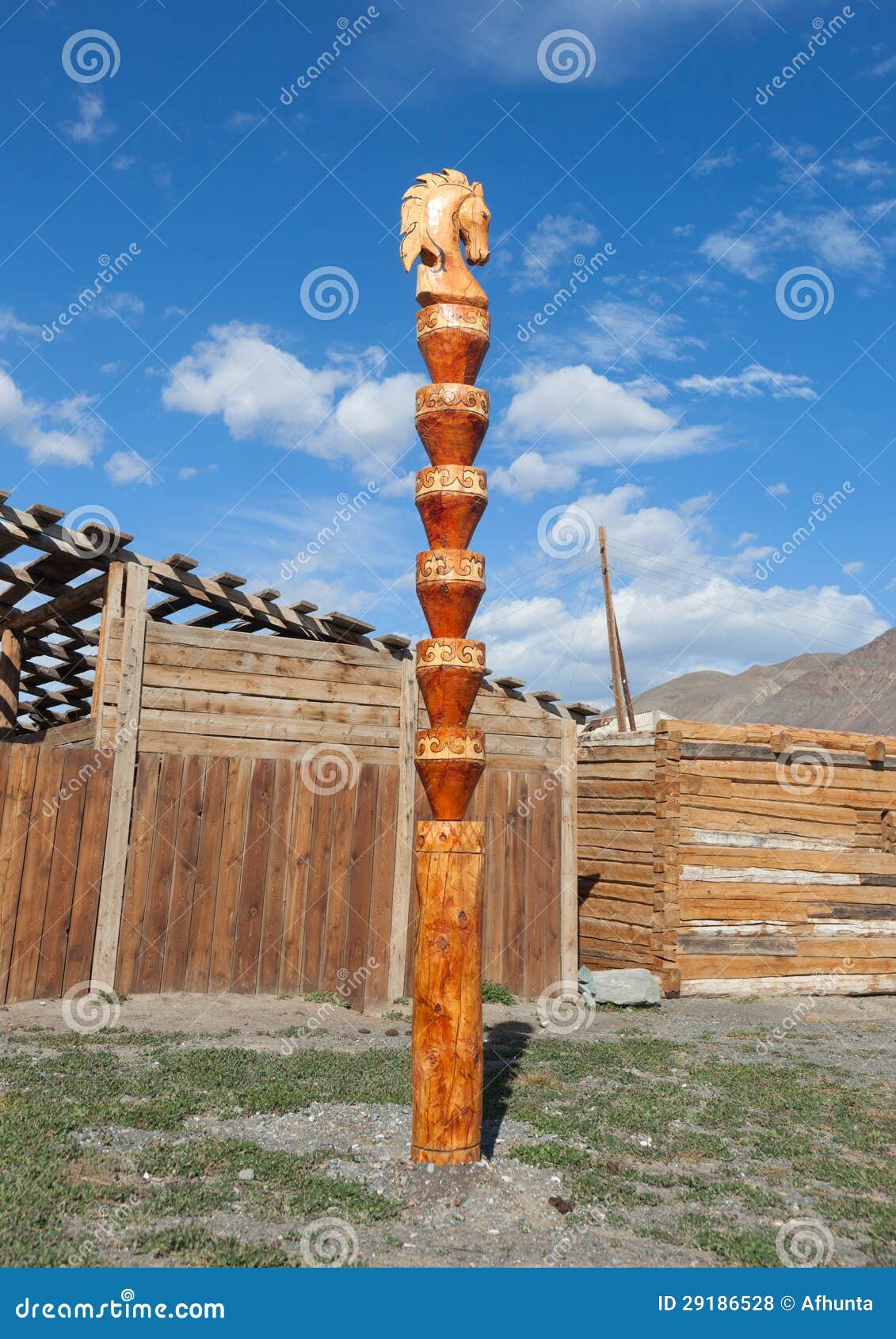 Wooden hitching post. stock photo. Image of culture, carved - 29186528