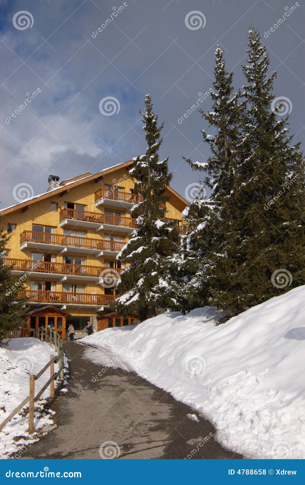 Wooden Hotel in Winter Forest Stock Photo - Image of wall, tree: 4788658