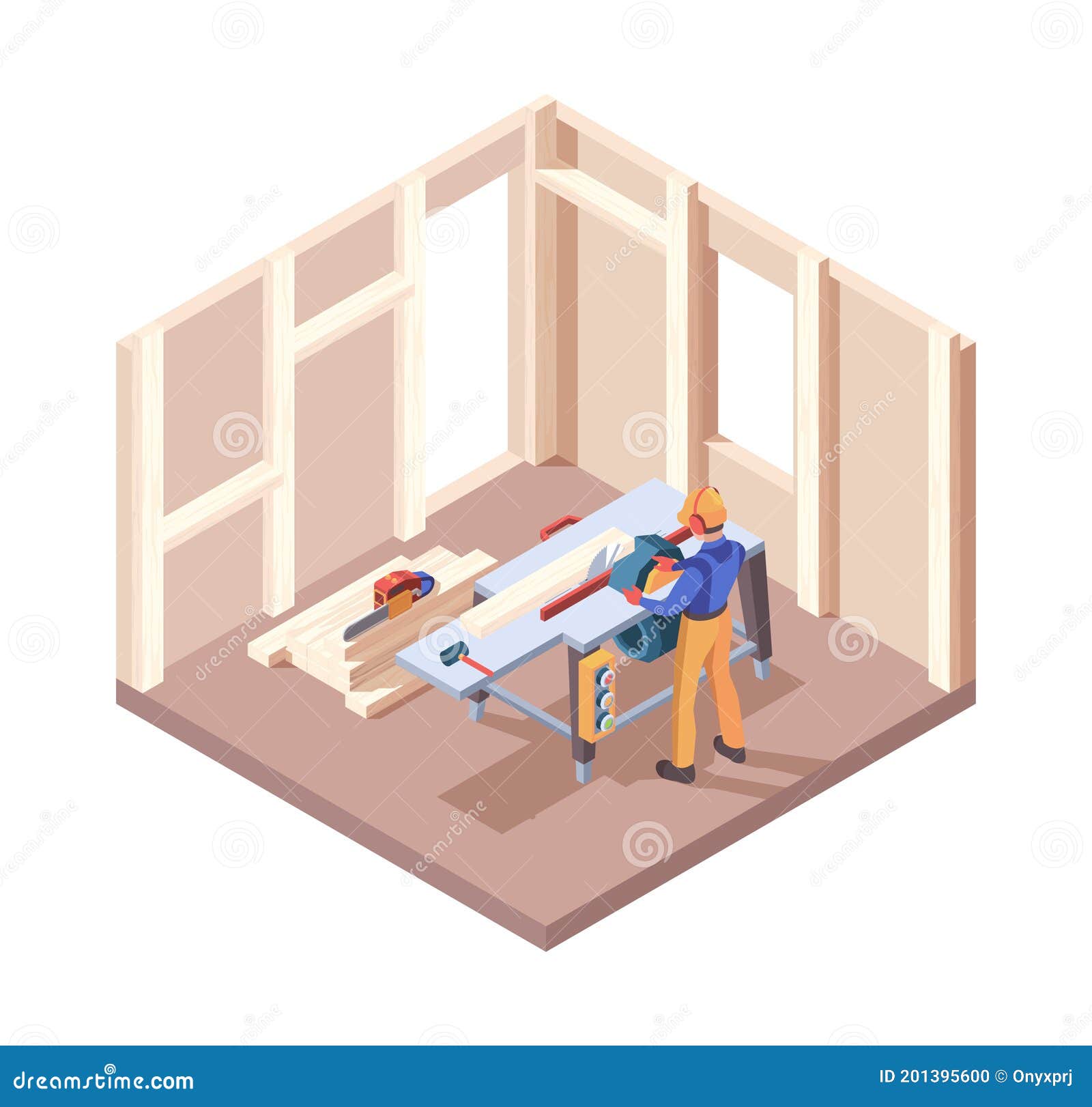 Wooden House Builders. Carpenter Workers Interior Framing from Wood ...