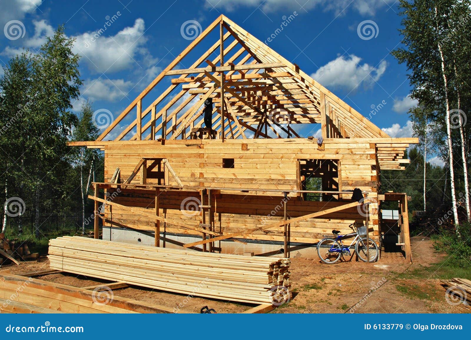 Wooden house construction stock image. Image of logs, material - 6133779