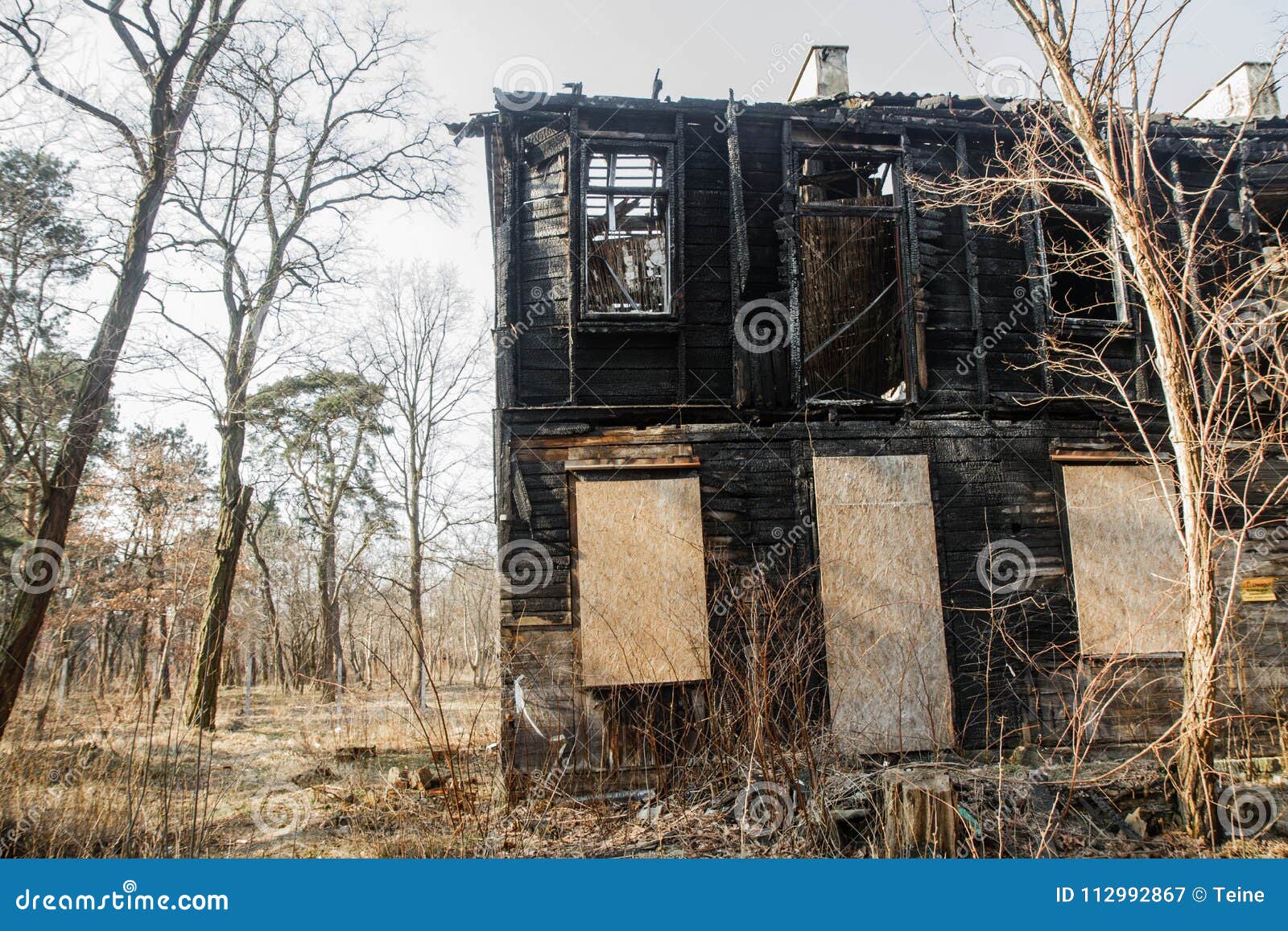 House after a fire stock image. Image of closeup, house - 112992867