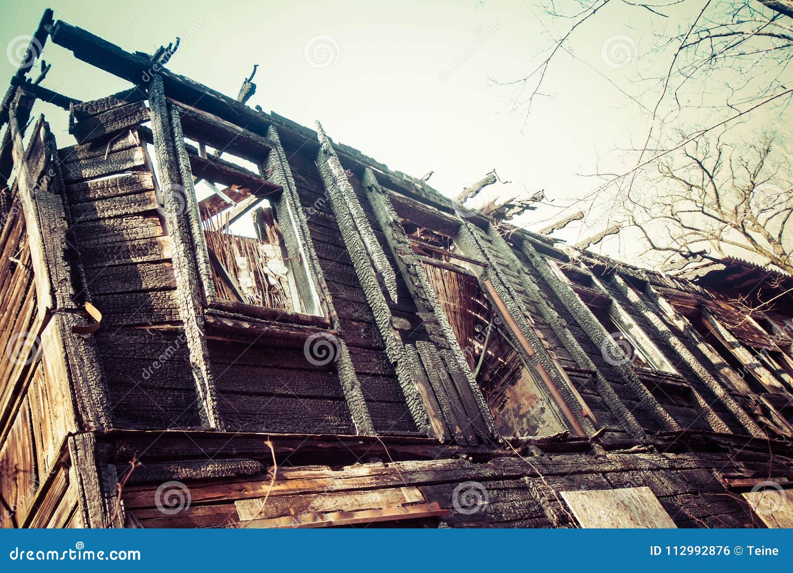 House after a fire stock photo. Image of fire, damaged - 112992876