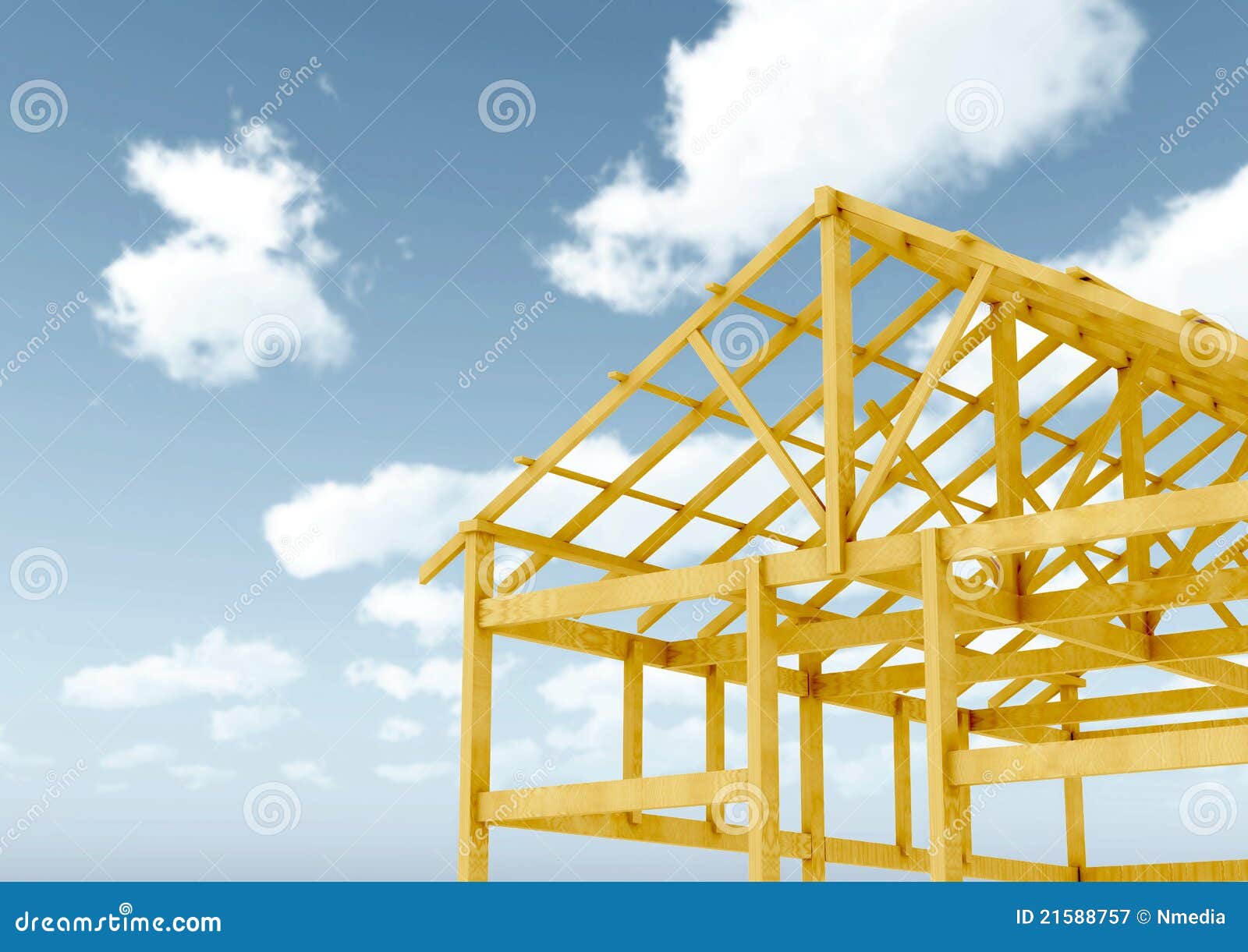 Wooden House frame stock illustration. Illustration of grass - 21588757