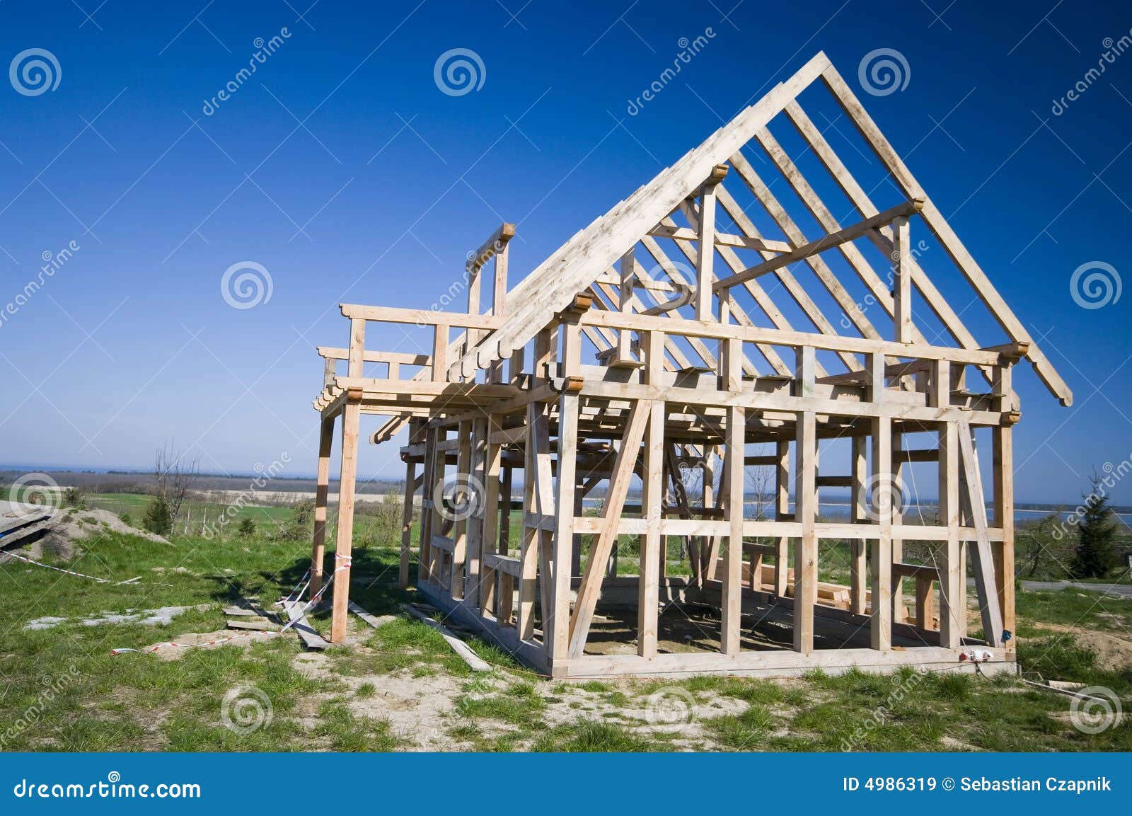 Wooden house frame stock image. Image of building, saturated - 4986319