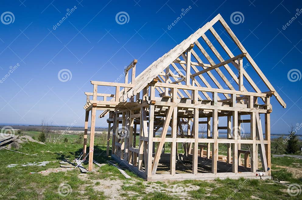 Wooden house frame stock image. Image of building, saturated - 4986319