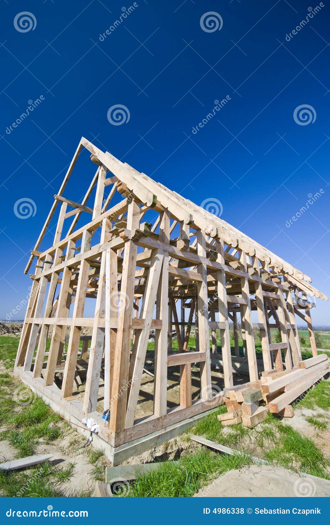 Wooden house frame stock photo. Image of country, bright - 4986338