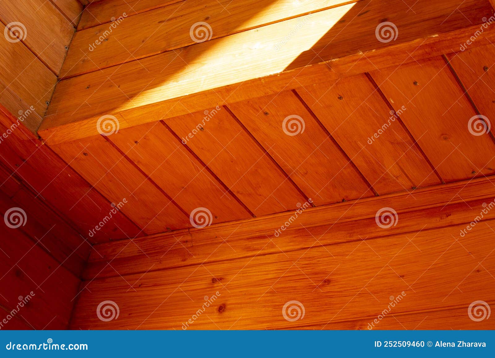Wooden House from the Inside. Wooden Walls with Sunlight. Stock Photo ...