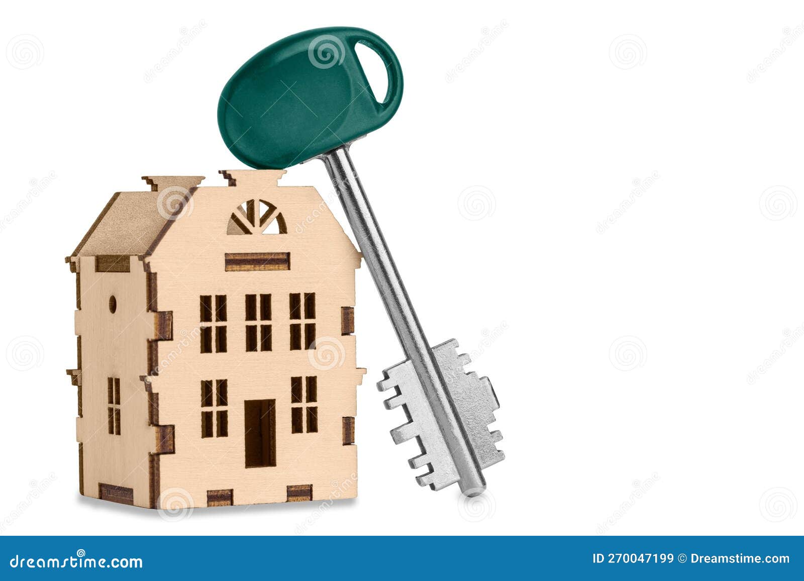 Wooden House with a Key Isolated on a White Background Stock Image ...