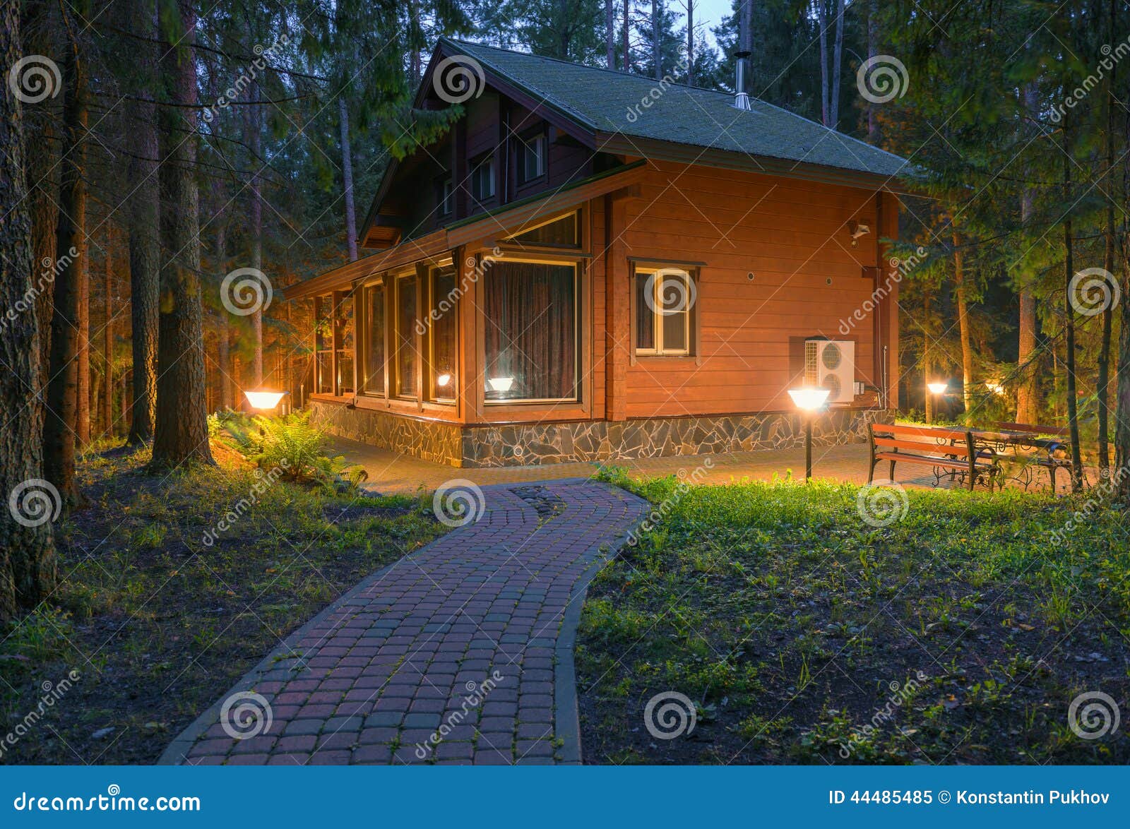 Wooden house at night stock image. Image of revival, destinations ...