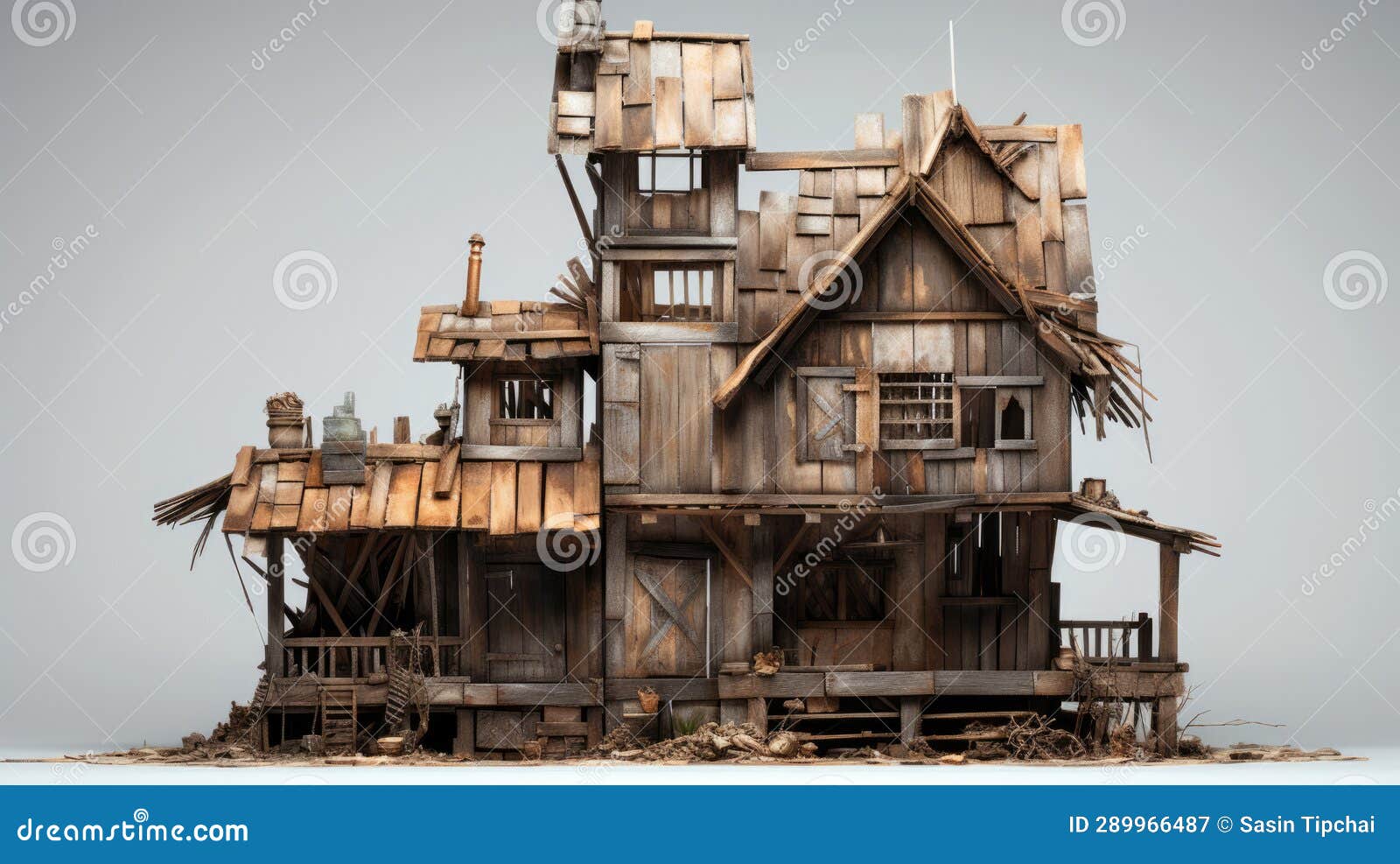 Wooden House of Poor People Stock Illustration - Illustration of ...