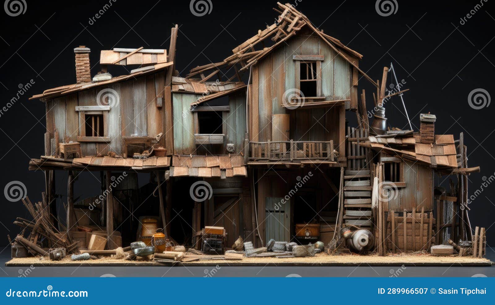 Wooden House of Poor People Stock Illustration - Illustration of slum ...