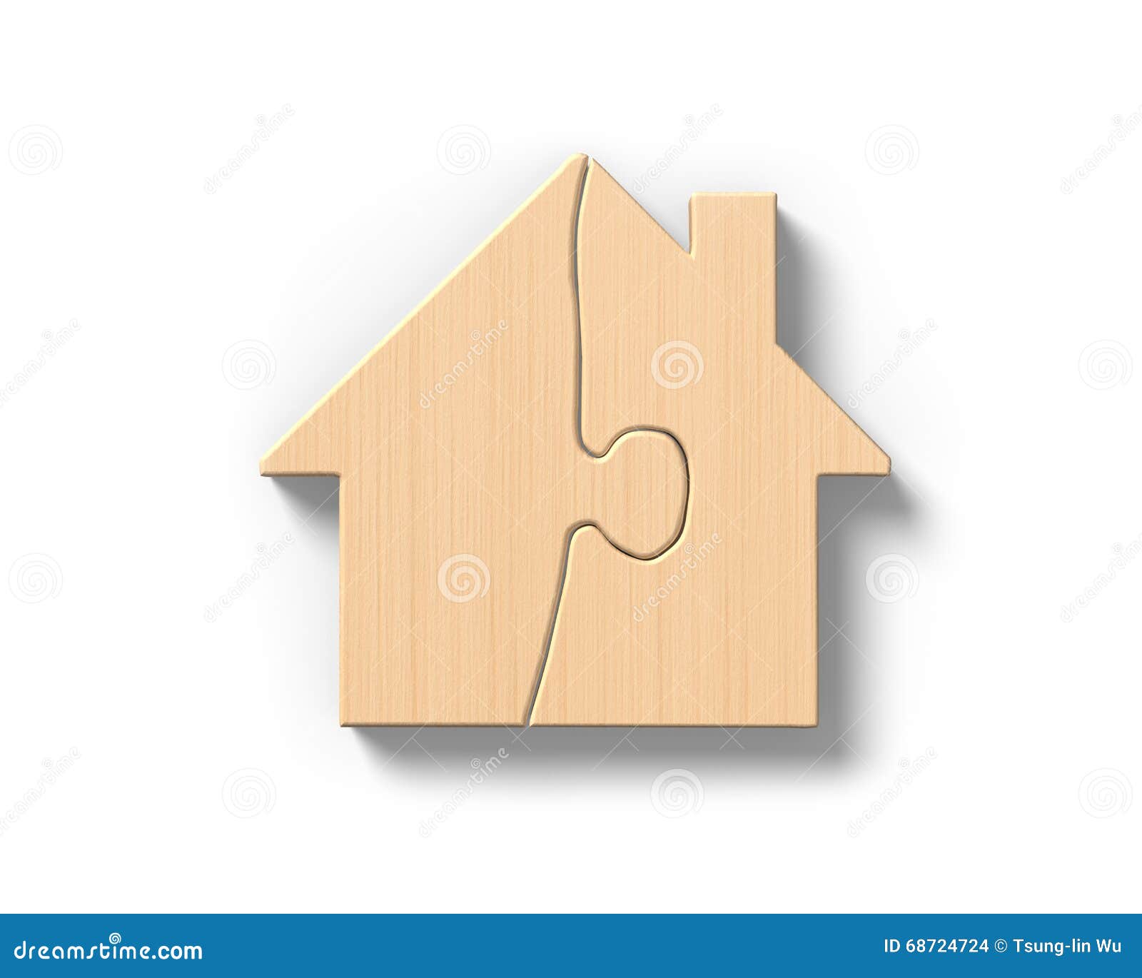 Wooden house shape puzzles stock photo. Image of idea - 68724724