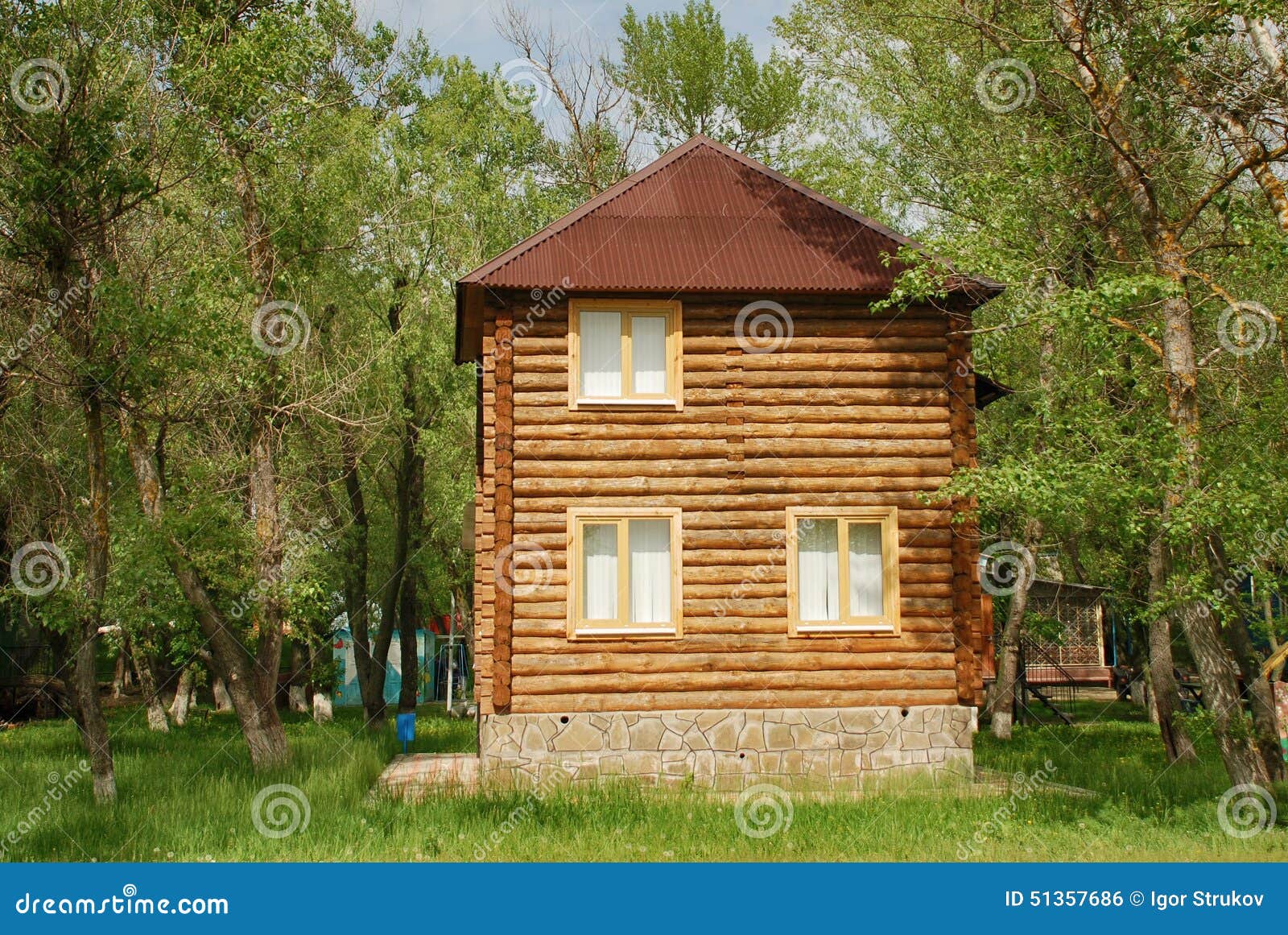 Wooden House on a Sunny Day. Stock Photo - Image of home, living: 51357686