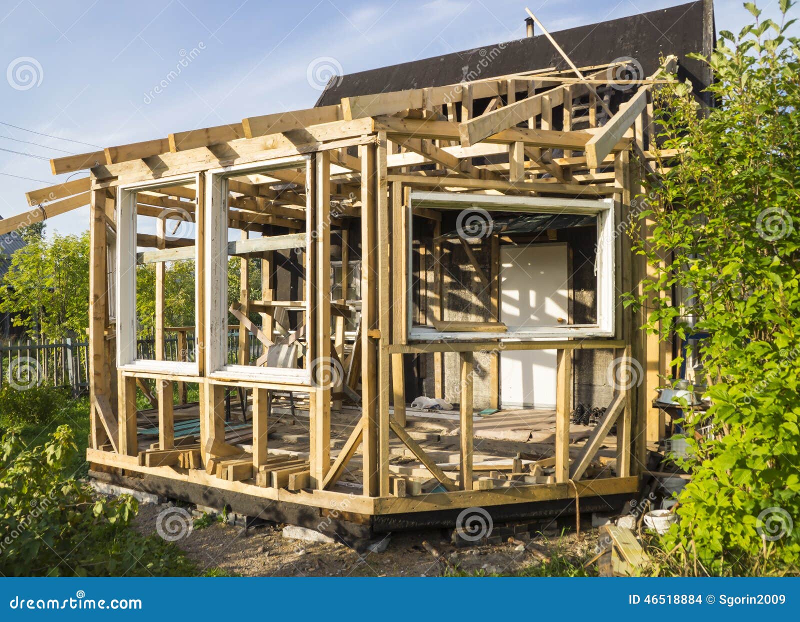 Wooden House Under Construction Stock Photo - Image of project, cottage ...