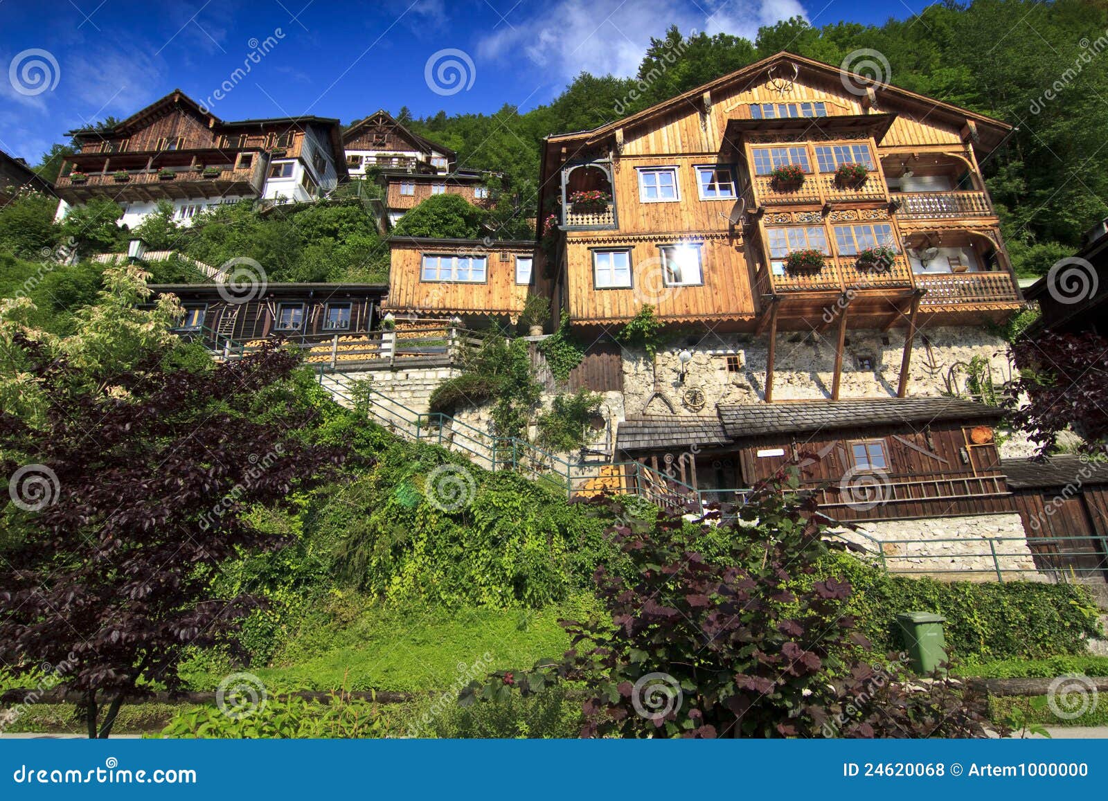 Wooden houses in Alps stock photo. Image of green, wooden - 24620068