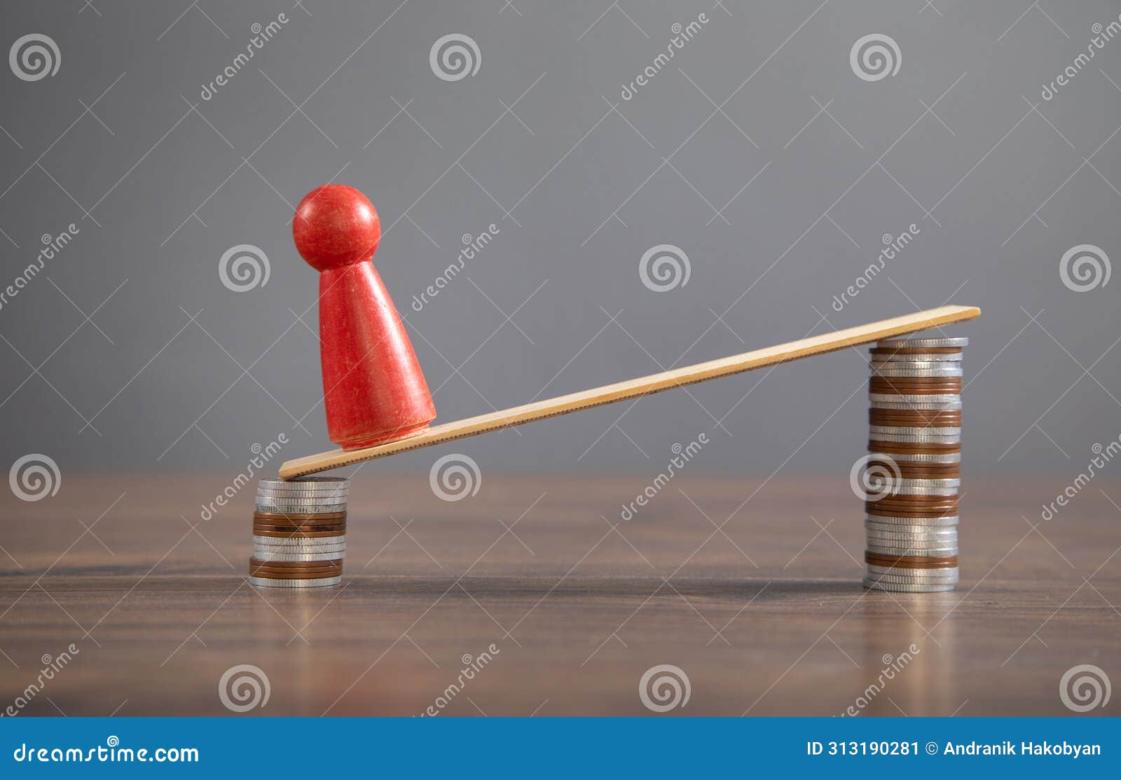 Wooden Human Figure, Coins on the Table Stock Image - Image of cash ...