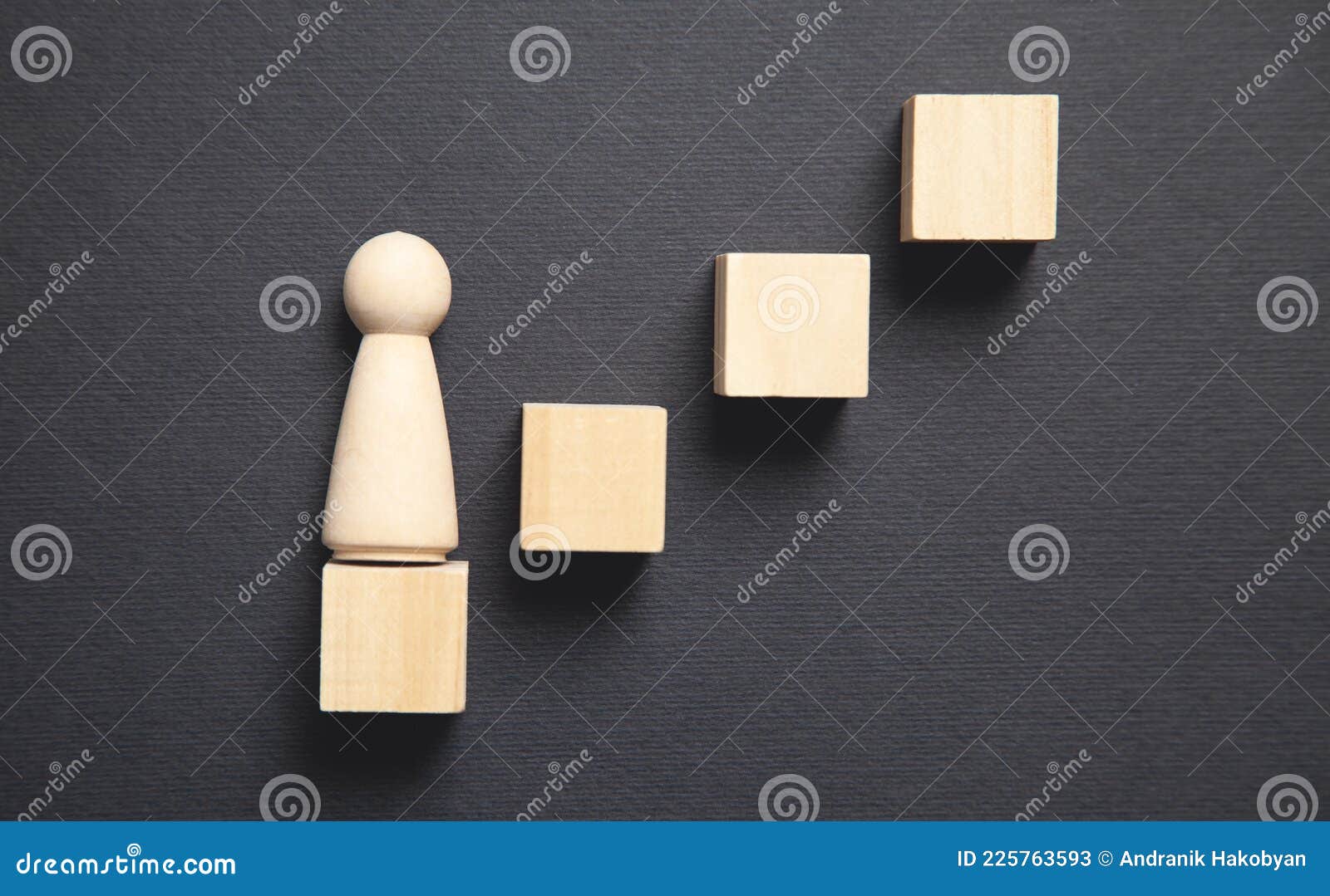 Wooden Human Figure with Cubes on the Black Background Stock Image ...