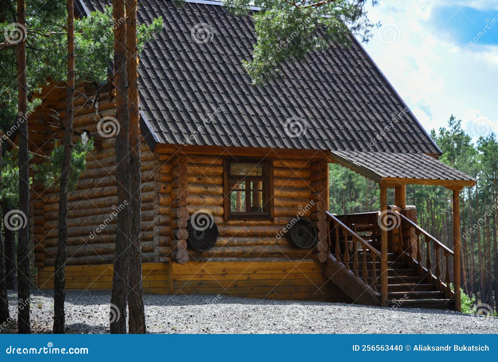 Wooden Hunter House in the Forest Stock Photo - Image of natural, wood ...