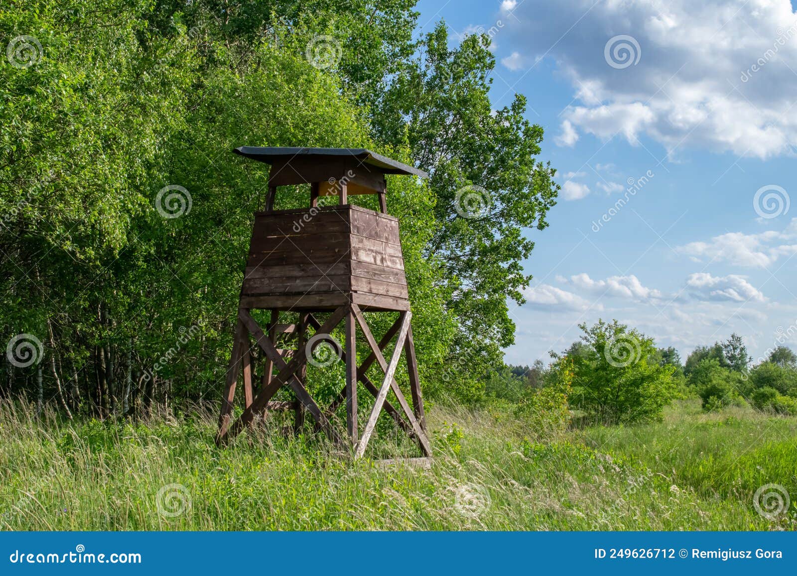 Wooden Hunting Pulpit on the Edge of the Forest Stock Photo - Image of ...