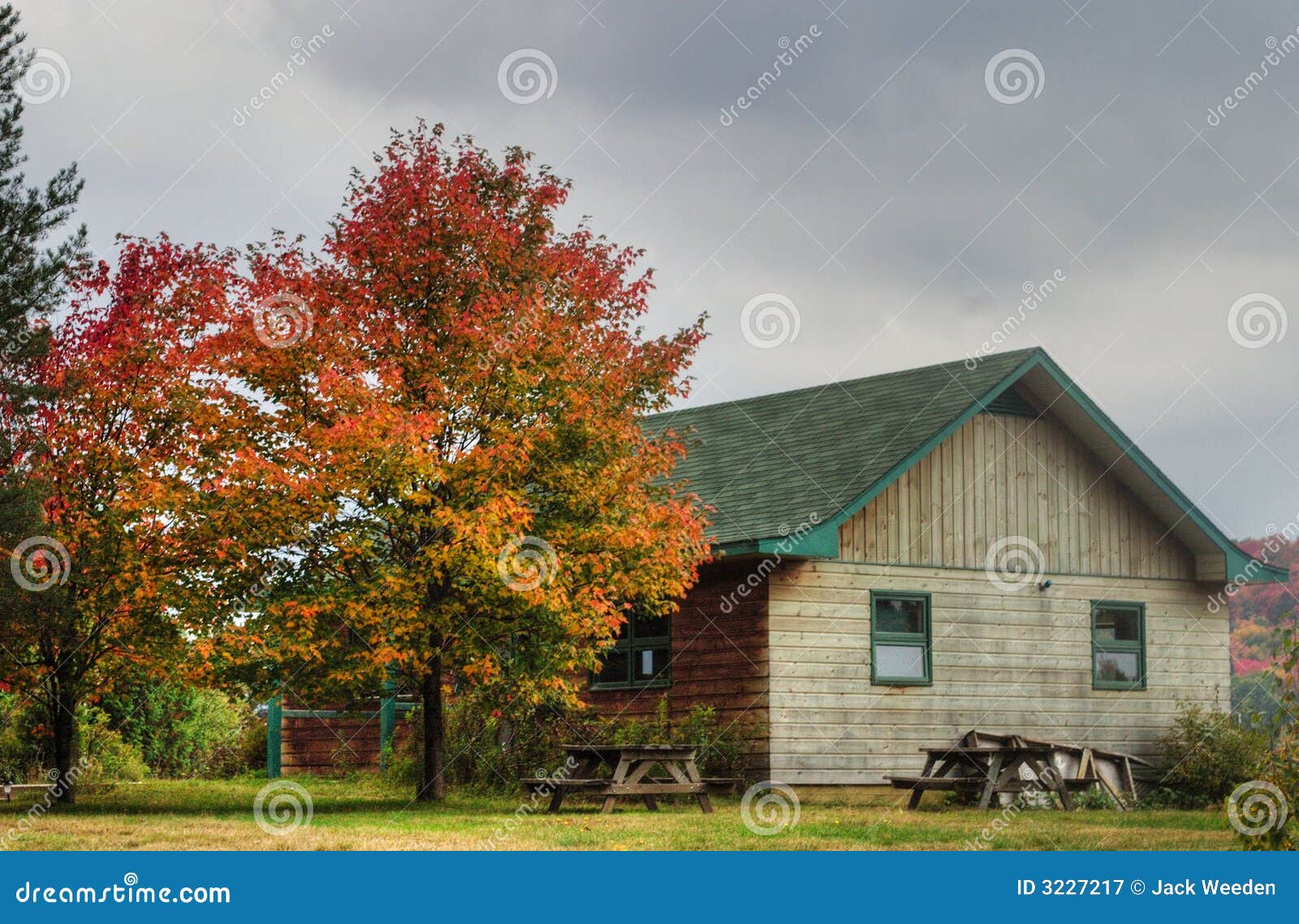 Wooden hut in Fall stock image. Image of shack, building - 3227217