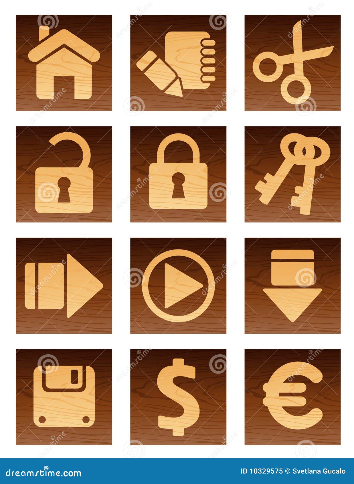 Wooden icons stock vector. Illustration of connection - 10329575